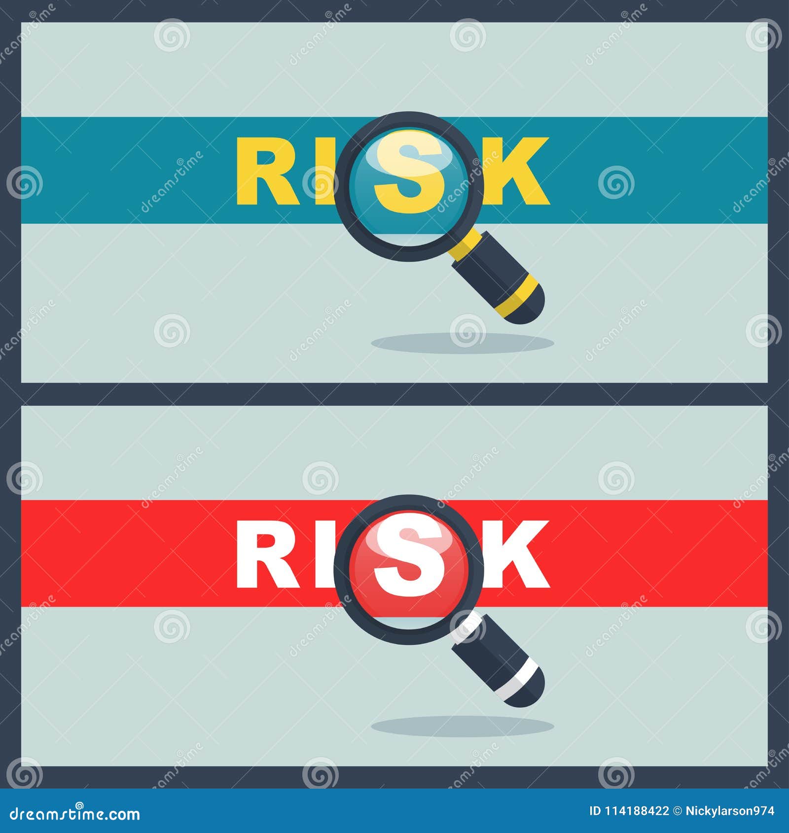 Risk Word with Magnifier Concept Stock Vector - Illustration of letters ...