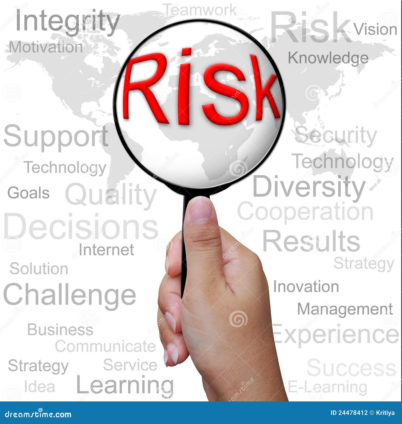 Risk, Word in Magnifying Glass Stock Photo - Image of magnifier, book ...