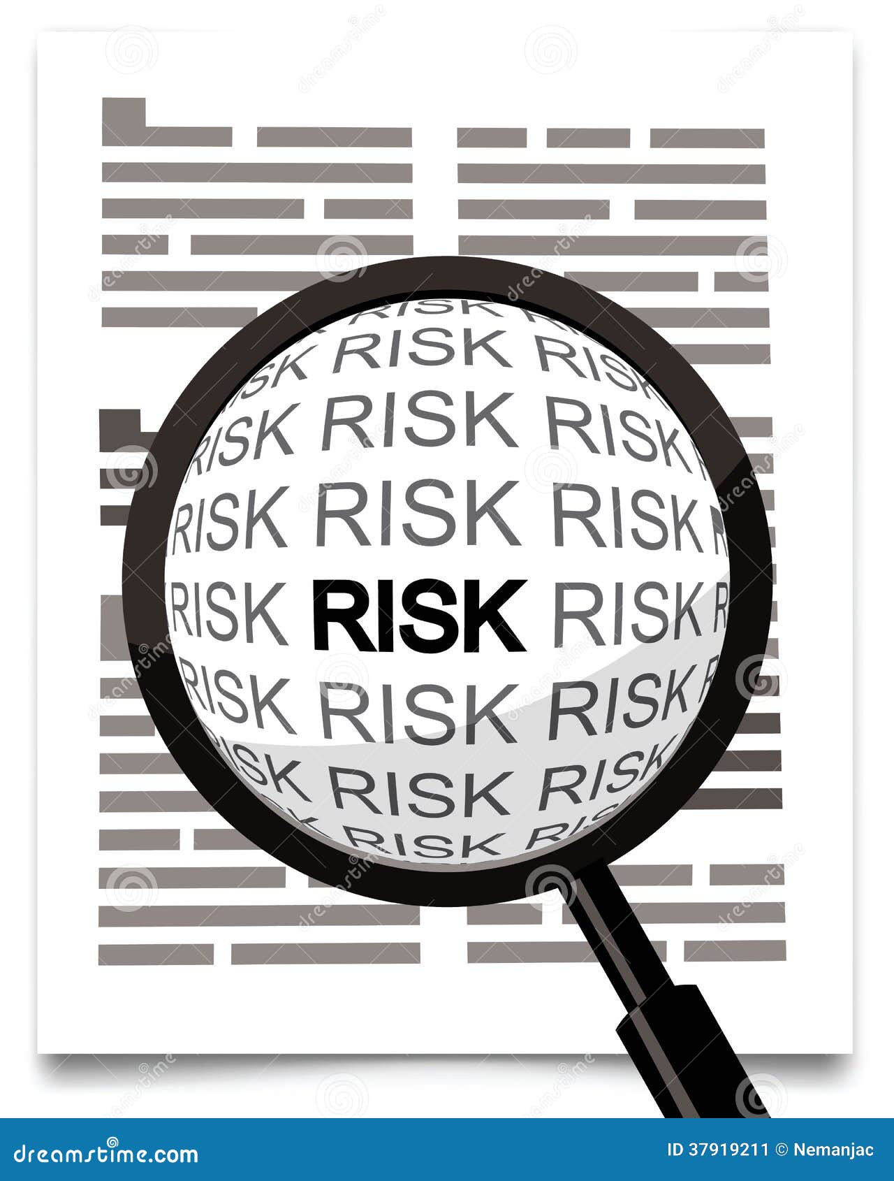 Risk Word Under Magnifying Glass Stock Vector - Illustration of enlarge ...