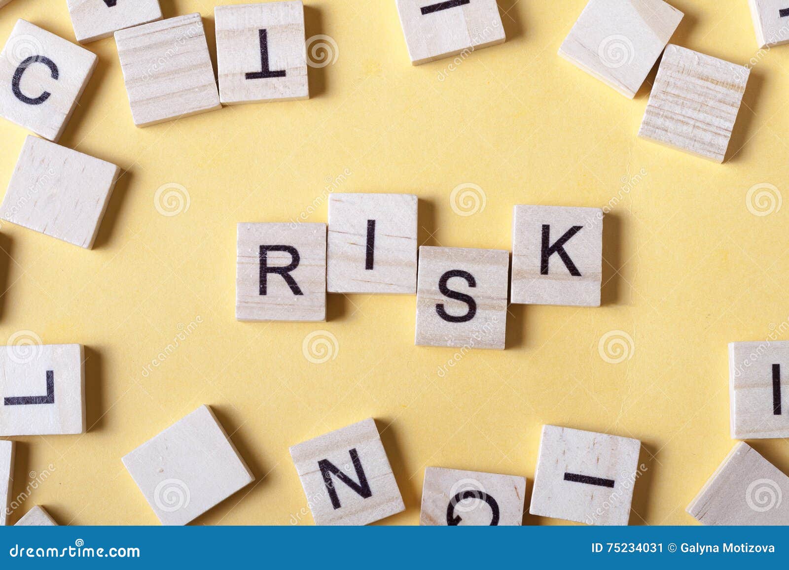 Risk Word at Wooden Blocks on Table. Top View Stock Image - Image of ...