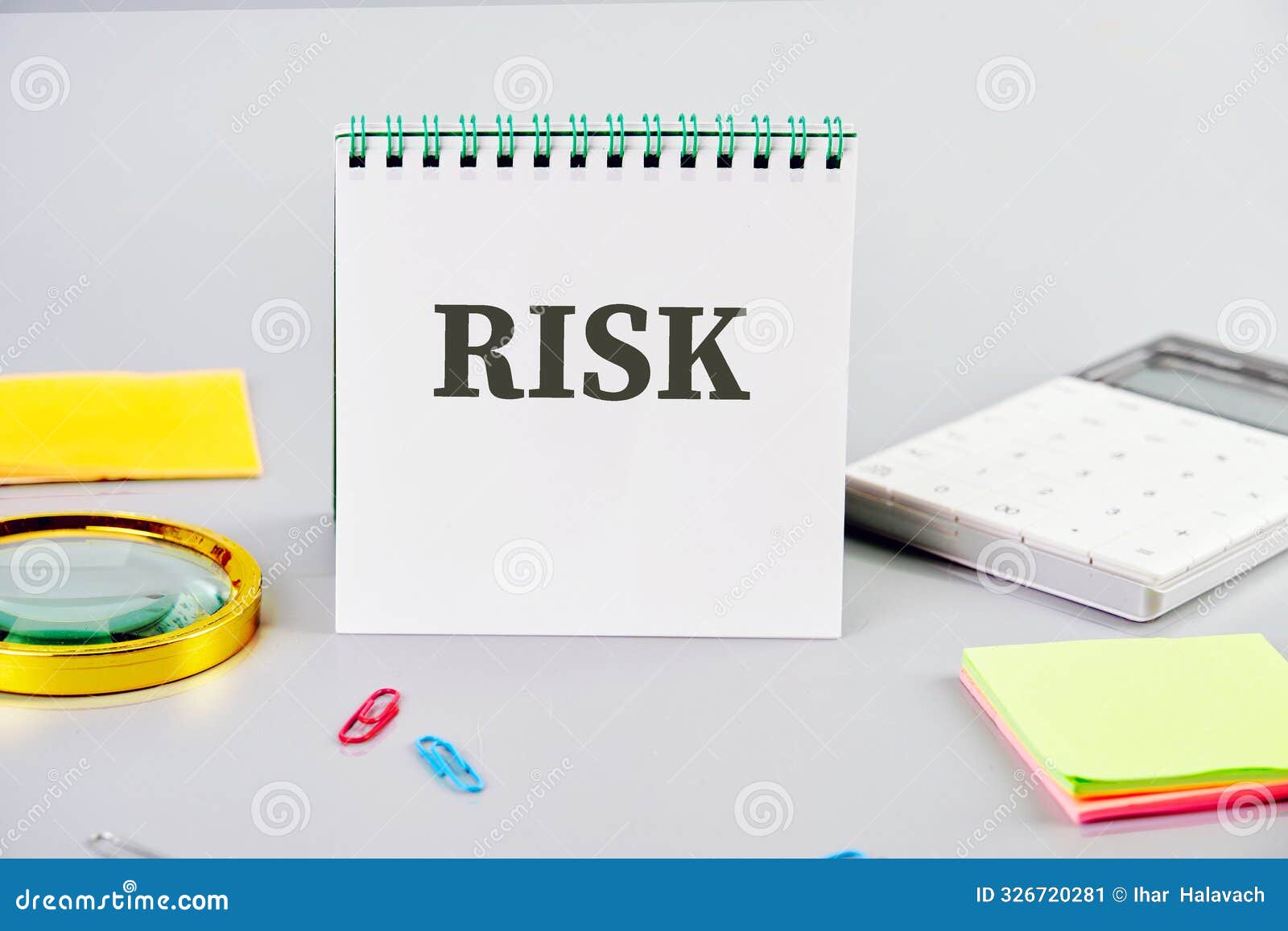 RISK Word Written on a Clean Business Notebook Stock Image - Image of ...
