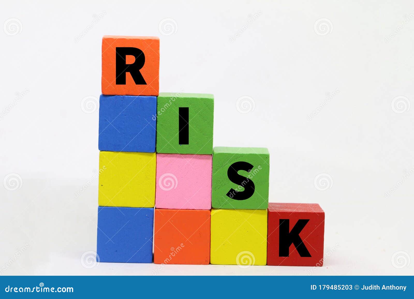 Risk Word Written on Stack of Multi Coloured Wooden Blocks Isolated on ...