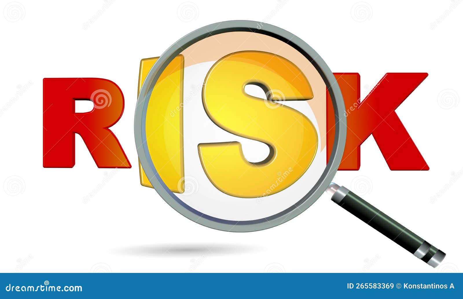 Risk Zoom Analyze Estimate Len Focus on Text - 3d Rendering Stock ...