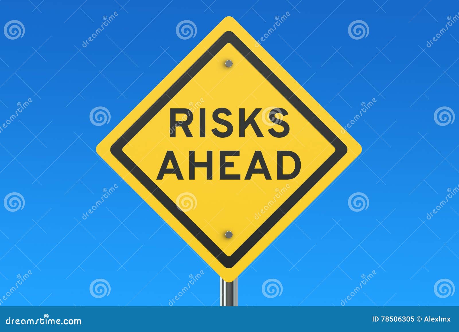 Risks Ahead road sign stock illustration. Illustration of bankruptcy ...