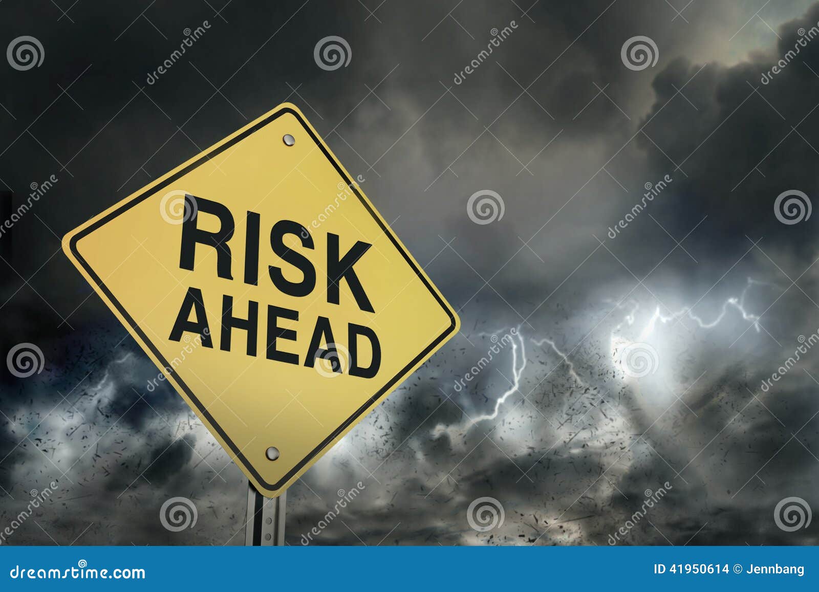 Risks ahead road sign stock photo. Image of alert, cloud - 41950614
