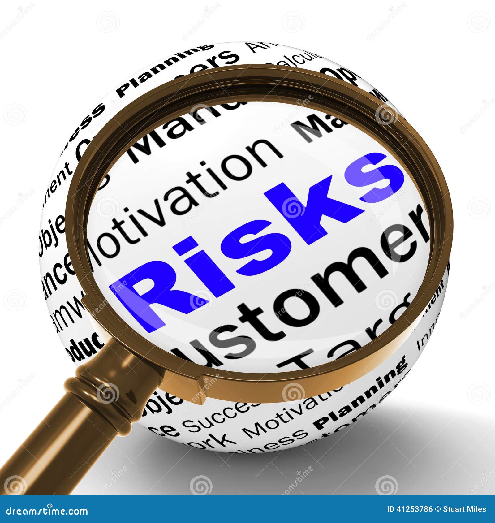 Risks Magnifier Definition Shows Insecurity and Financial Risks Stock ...