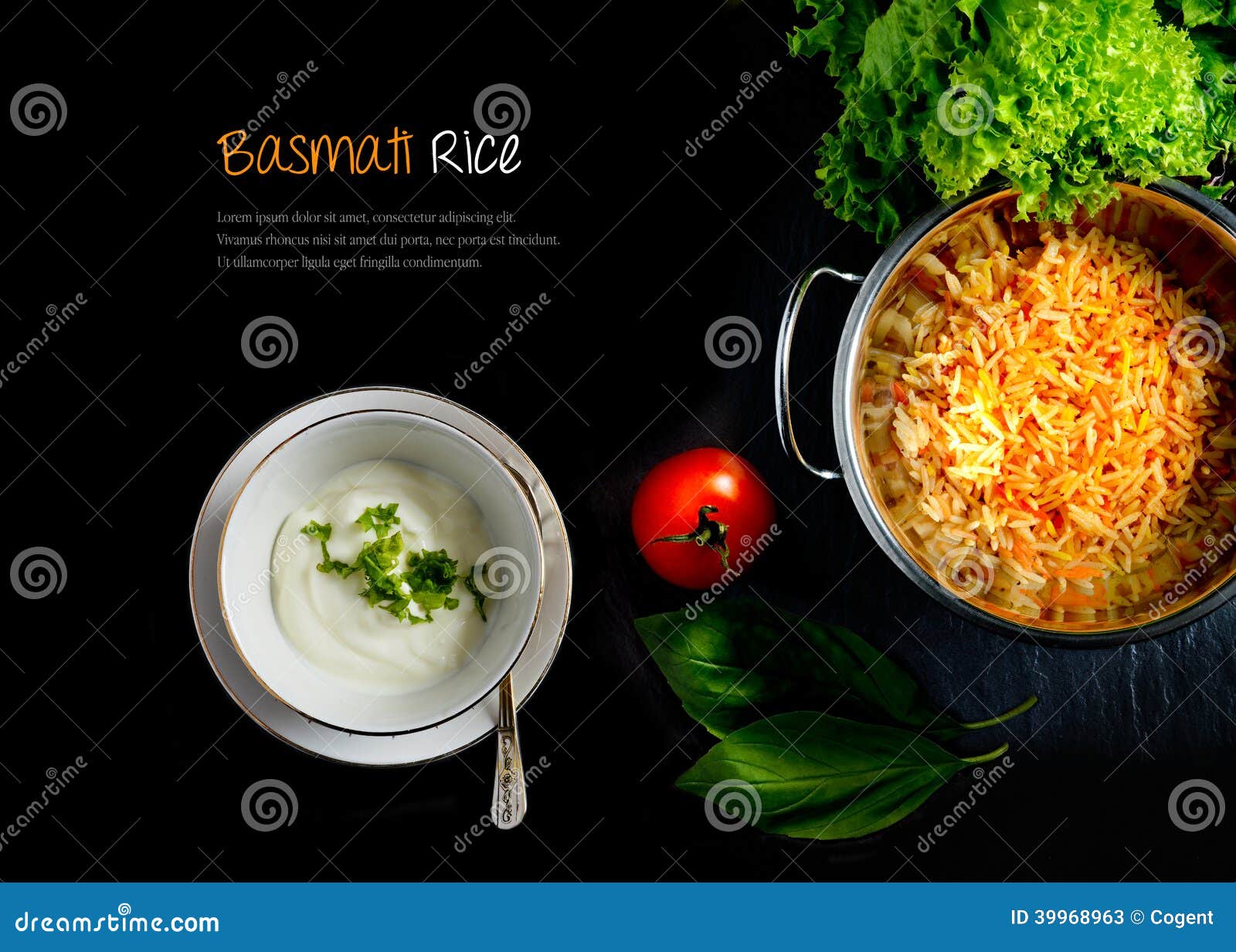 Riso Basmati E Yogurt Estesi Immagine Stock - Immagine di tovaglioli ...