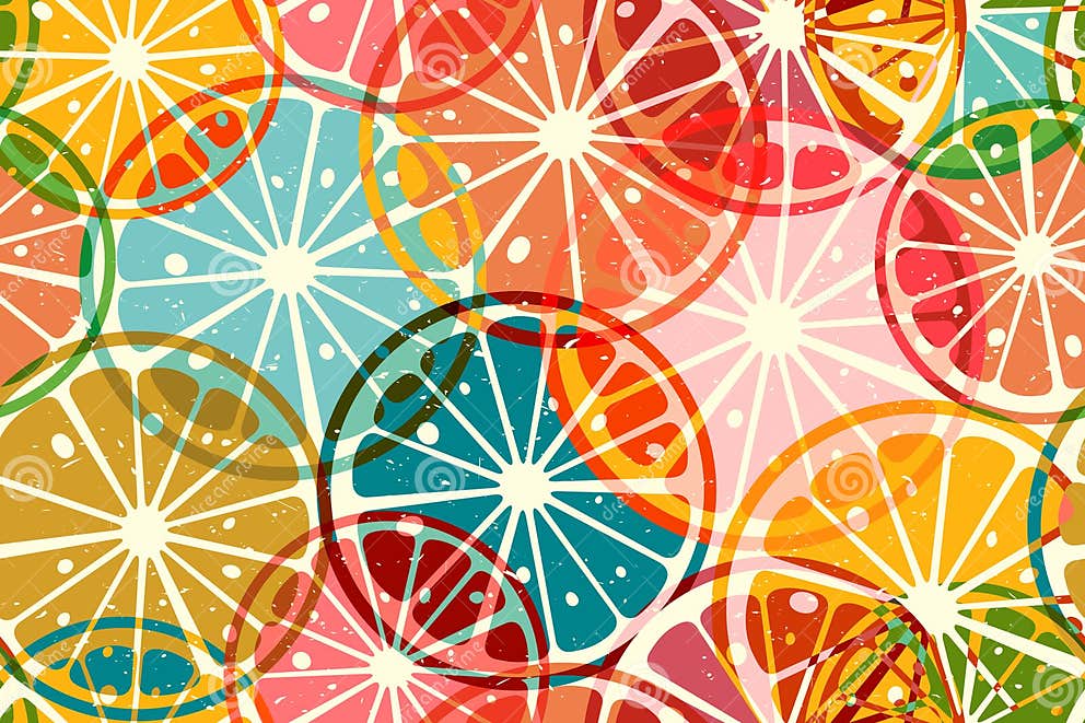 Riso print citrus pattern stock illustration. Illustration of label ...