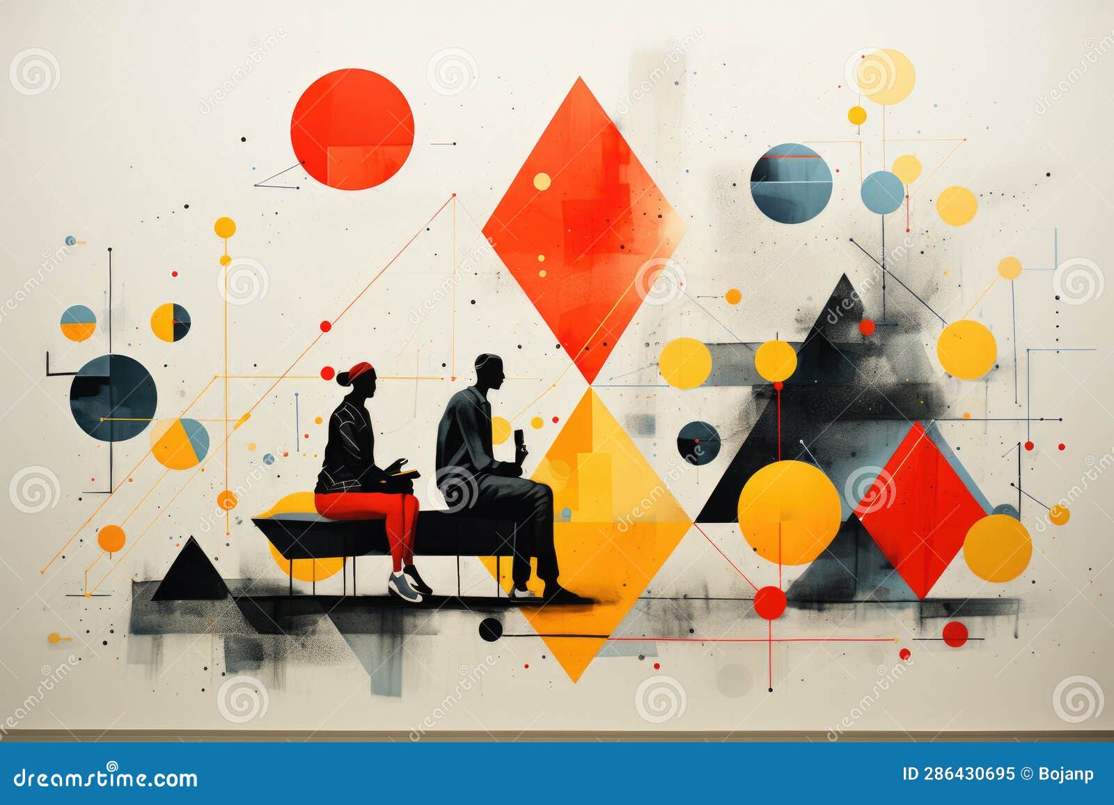 Risograph Artwork Blending Geometric Shapes Like Circles, Squares, and ...