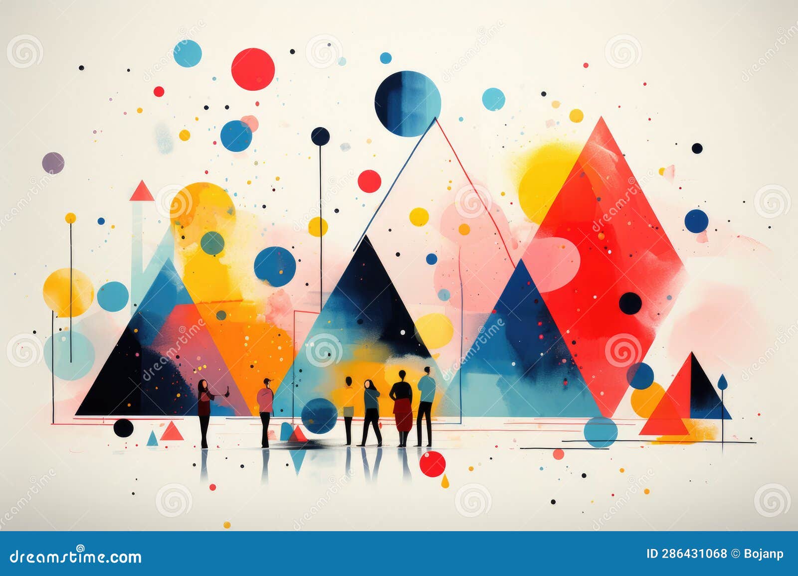 Risograph Artwork Blending Geometric Shapes Like Circles, Squares, and ...