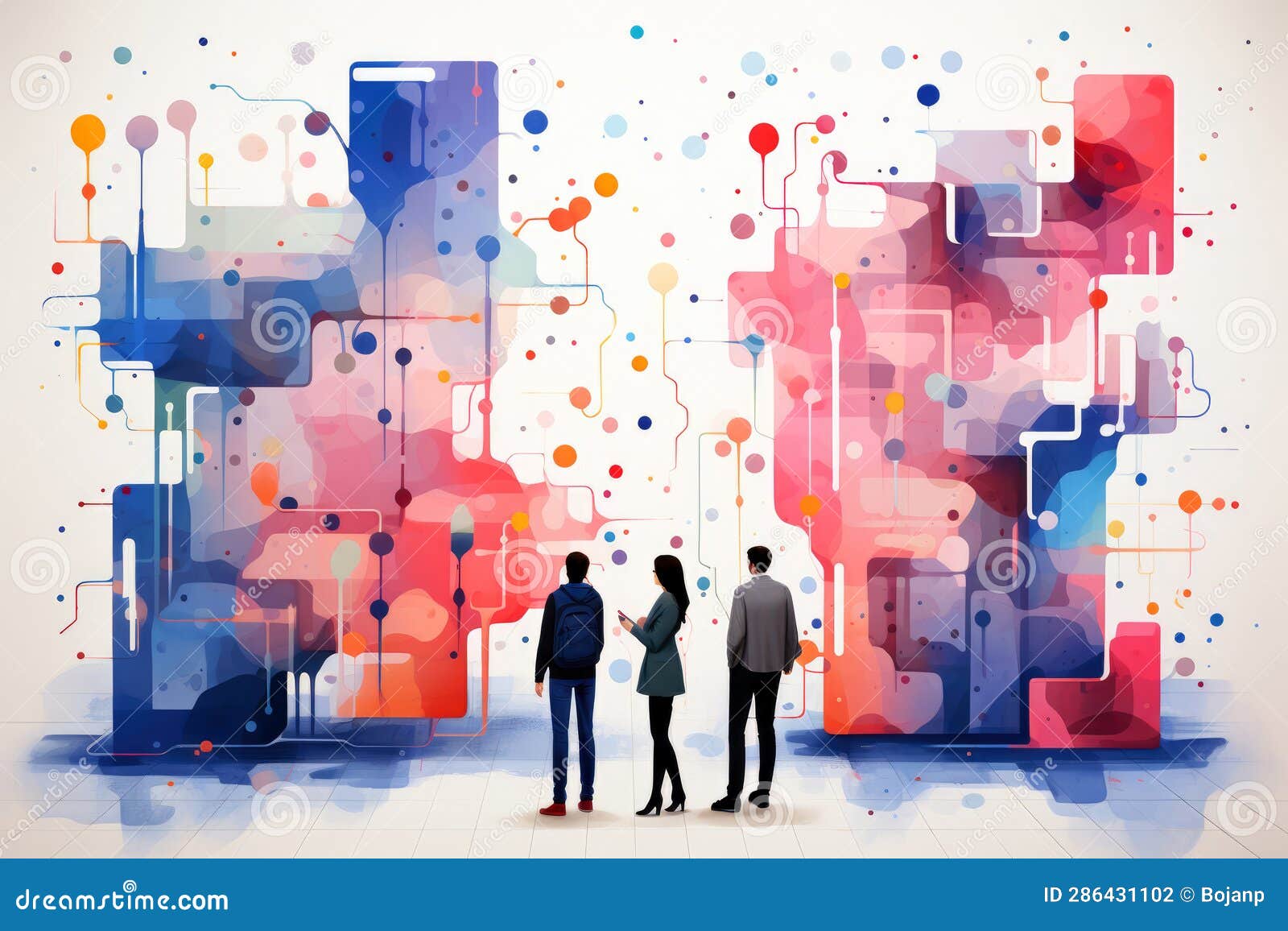 Risograph Artwork Blending Geometric Shapes Like Circles, Squares, and ...