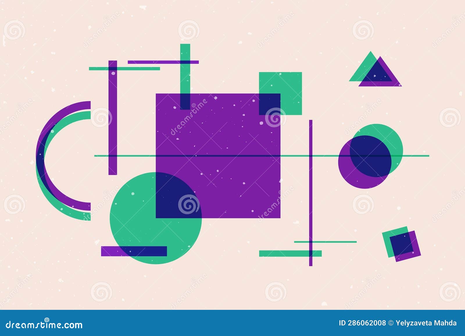 Risograph Geometric Shapes. Abstract Minimalist Organic Elements ...