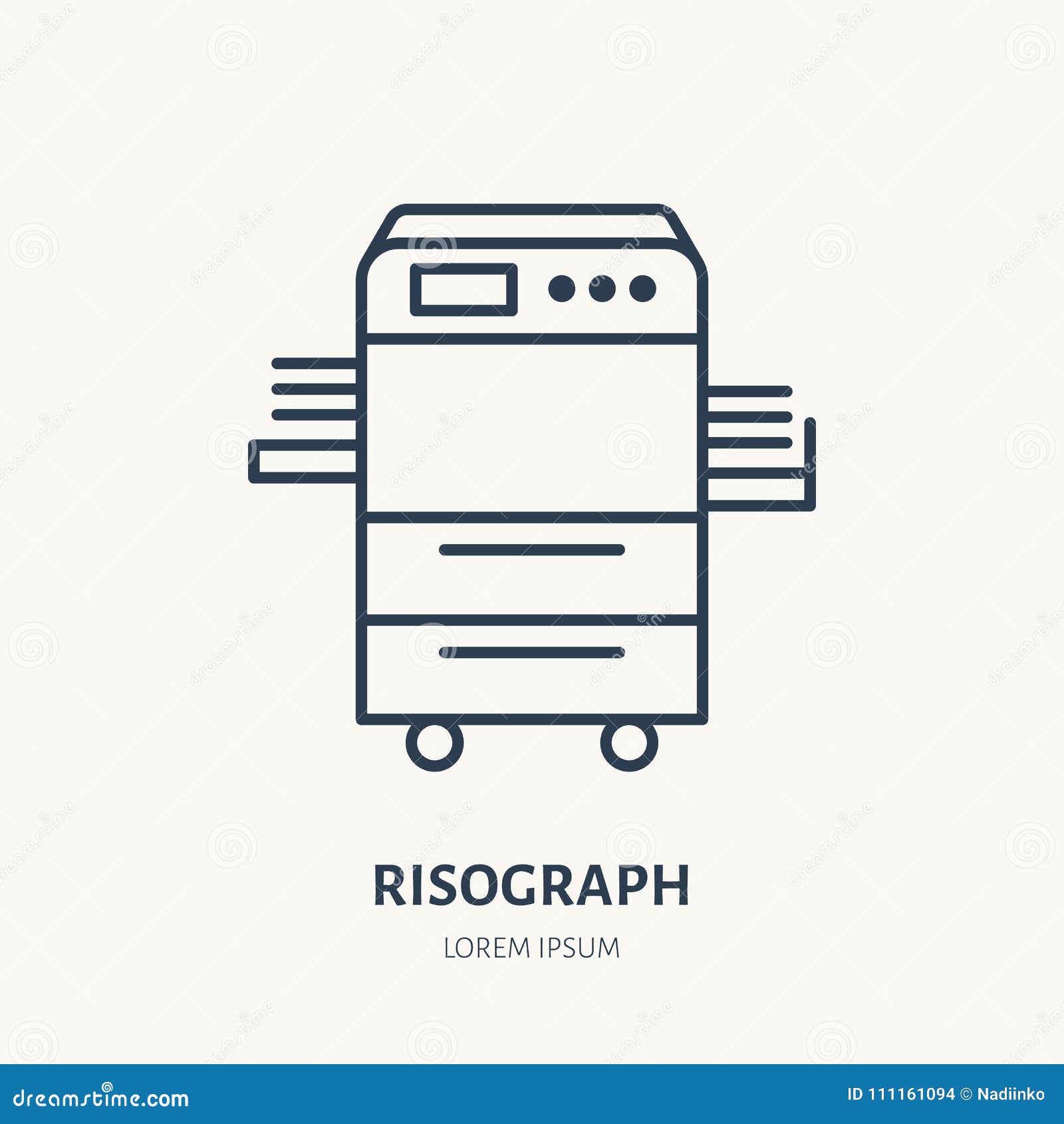 Risograph Printer with Paper Flat Line Icon. Office Printing Device ...