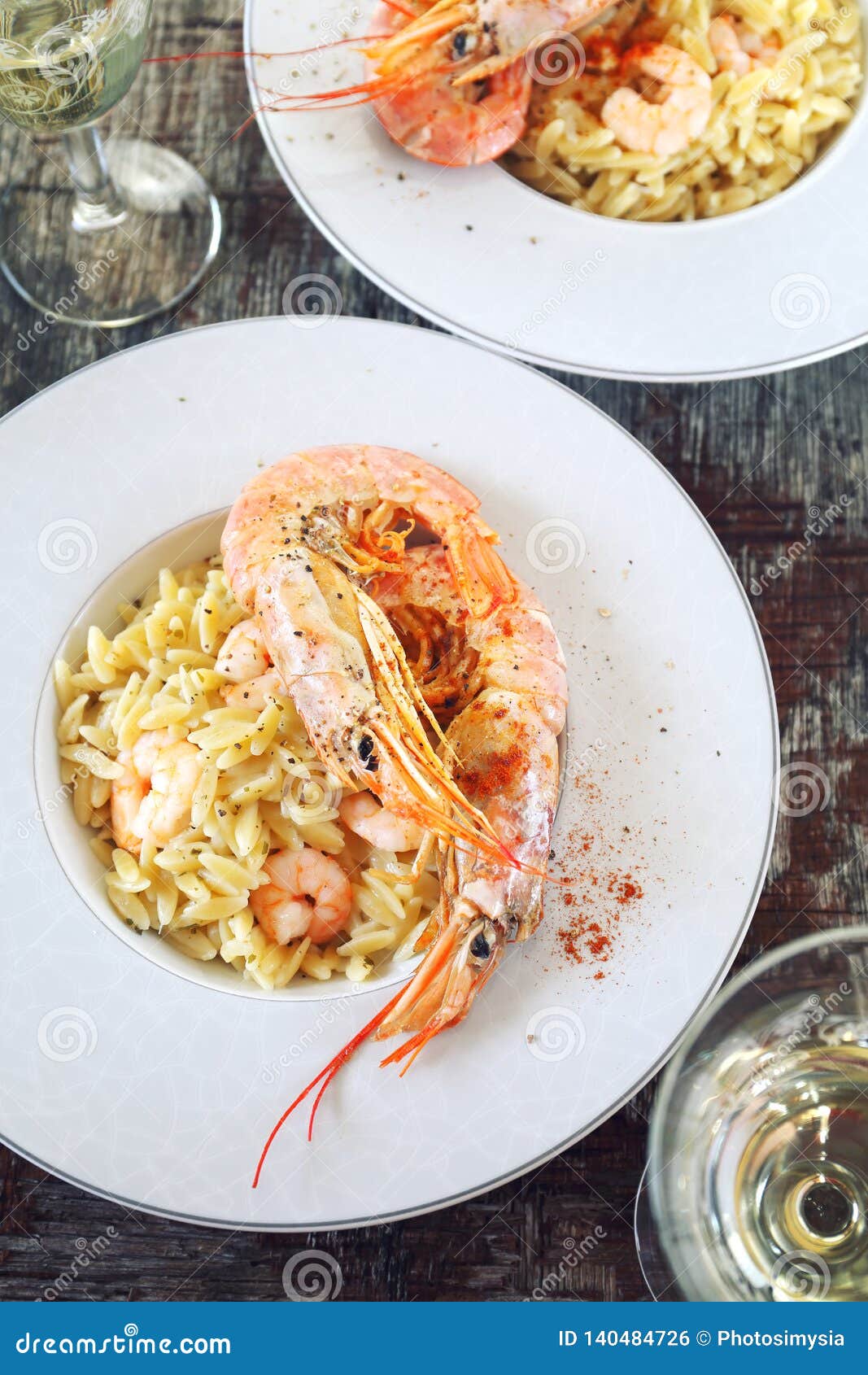 Risoni Pasta in Risotto with Shrimps, Red Crayfish and White Wine Stock ...