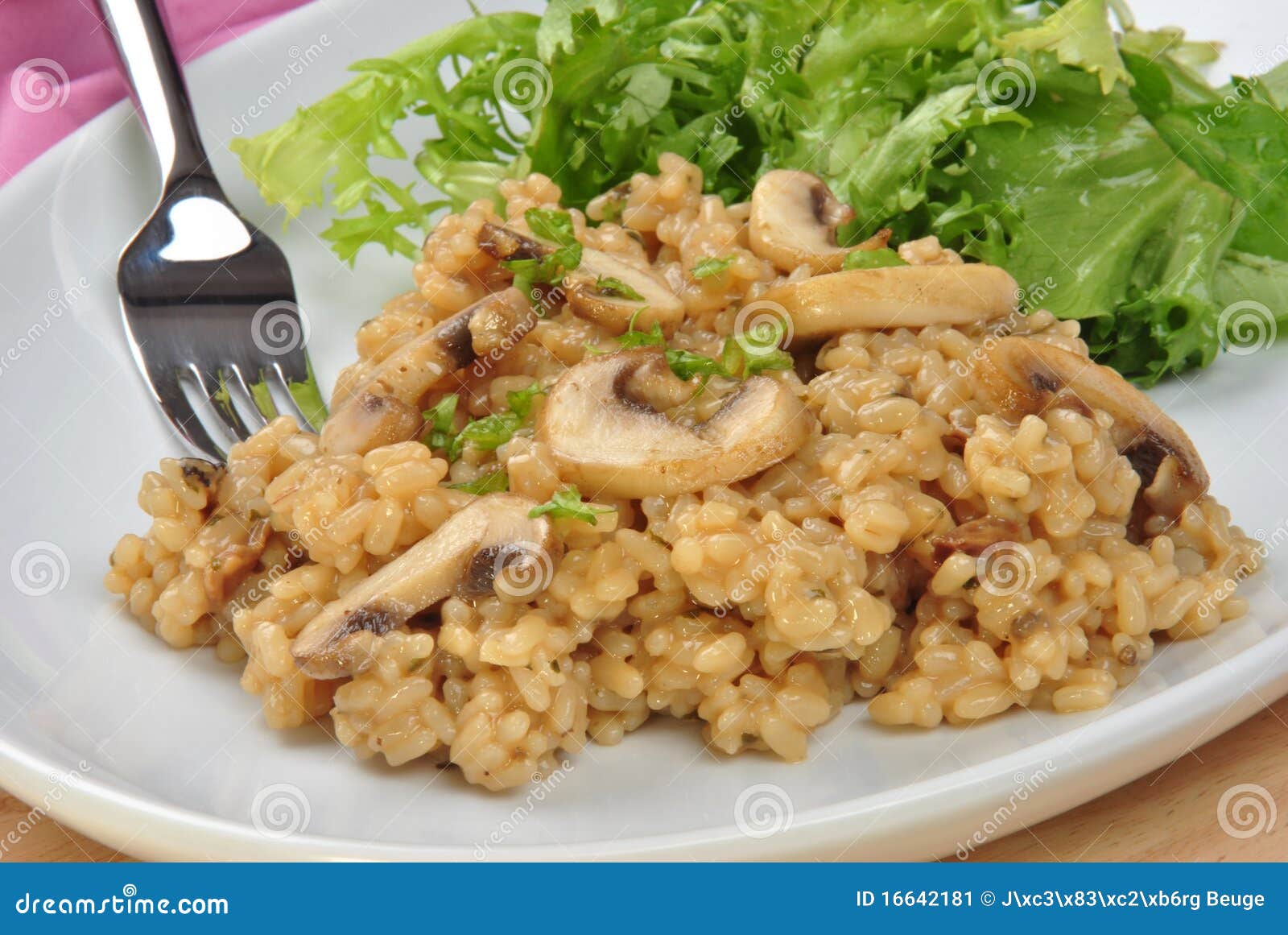 Risotto Rice with Mushroom and Salad Stock Image - Image of gourmet ...