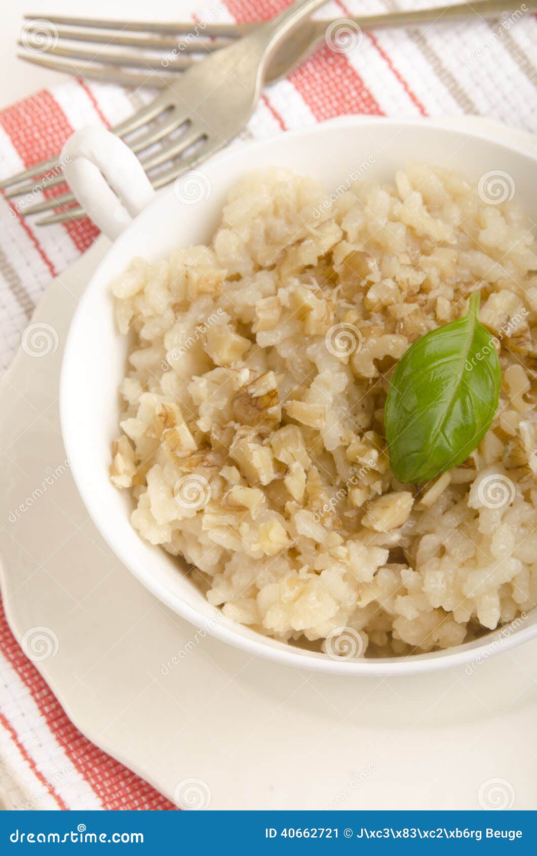 Risotto Rice with Walnut and Basil Stock Image - Image of food, risotto ...