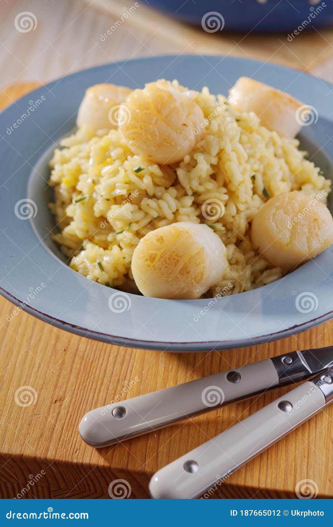 Risotto with scallops stock photo. Image of food, scallops - 187665012