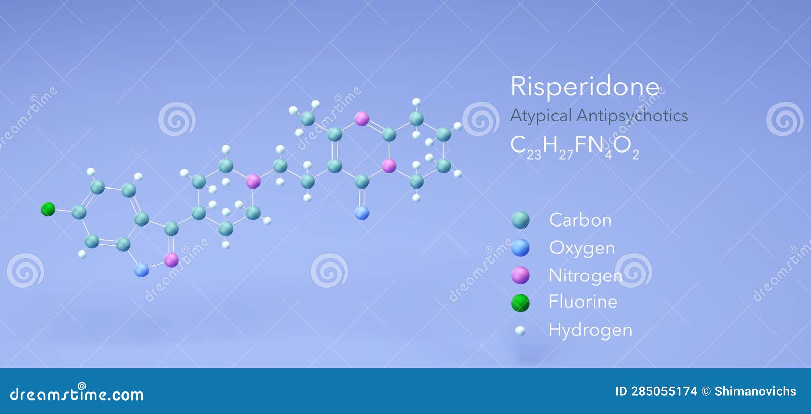 Risperidone Molecule, Molecular Structures, Atypical Antipsychotics, 3d ...