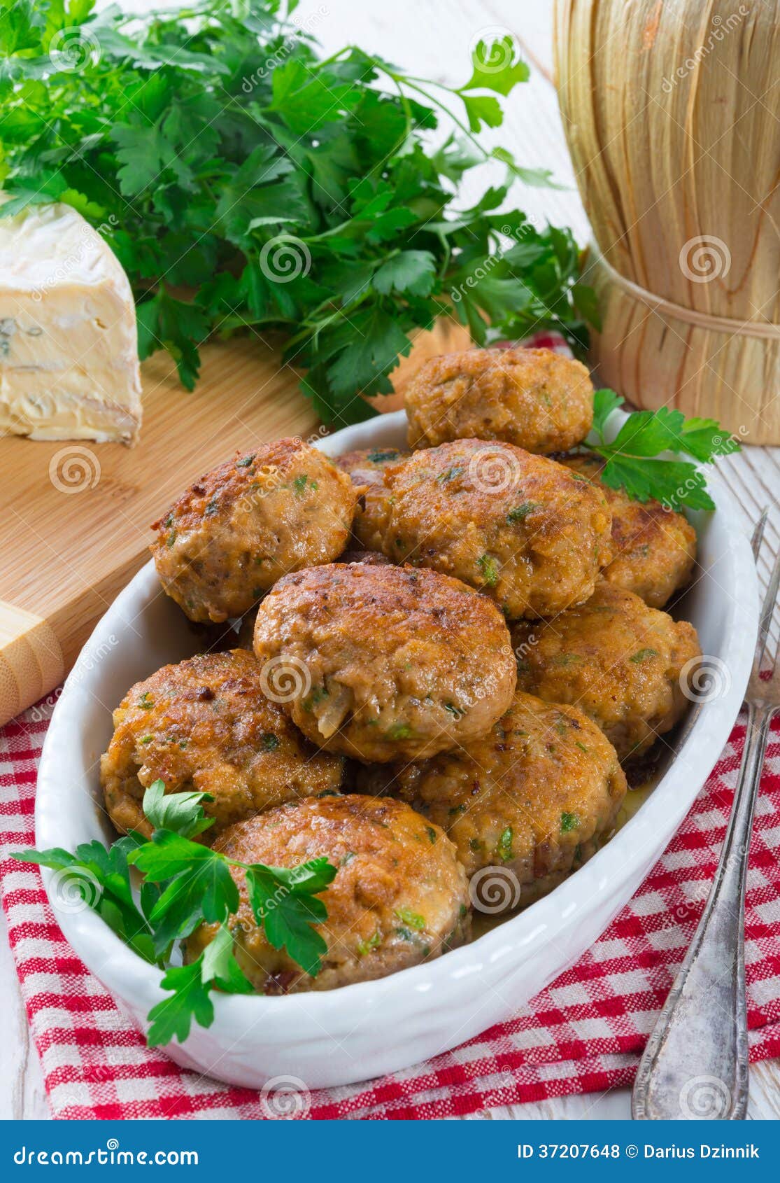 Rissole with Mould Cheese and Parsley Stock Photo - Image of meatball ...