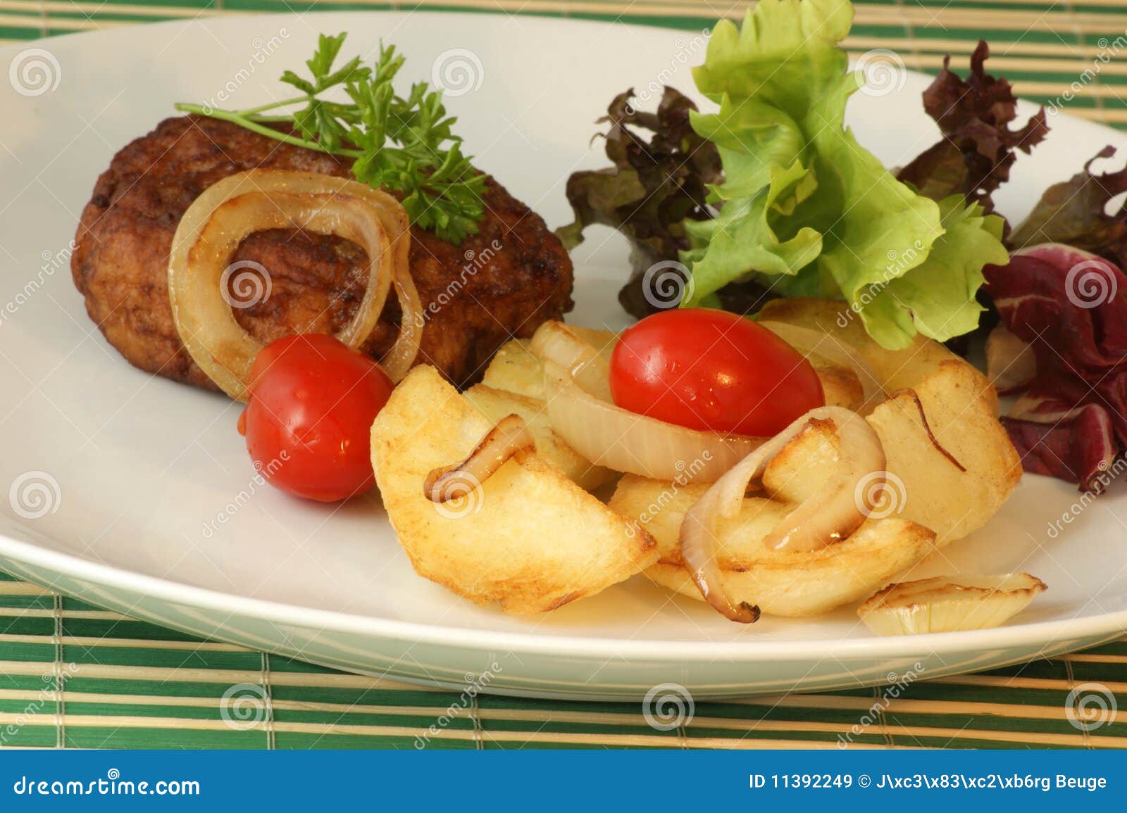 Rissole with Potato and Organic Tomato Stock Image - Image of grilled ...