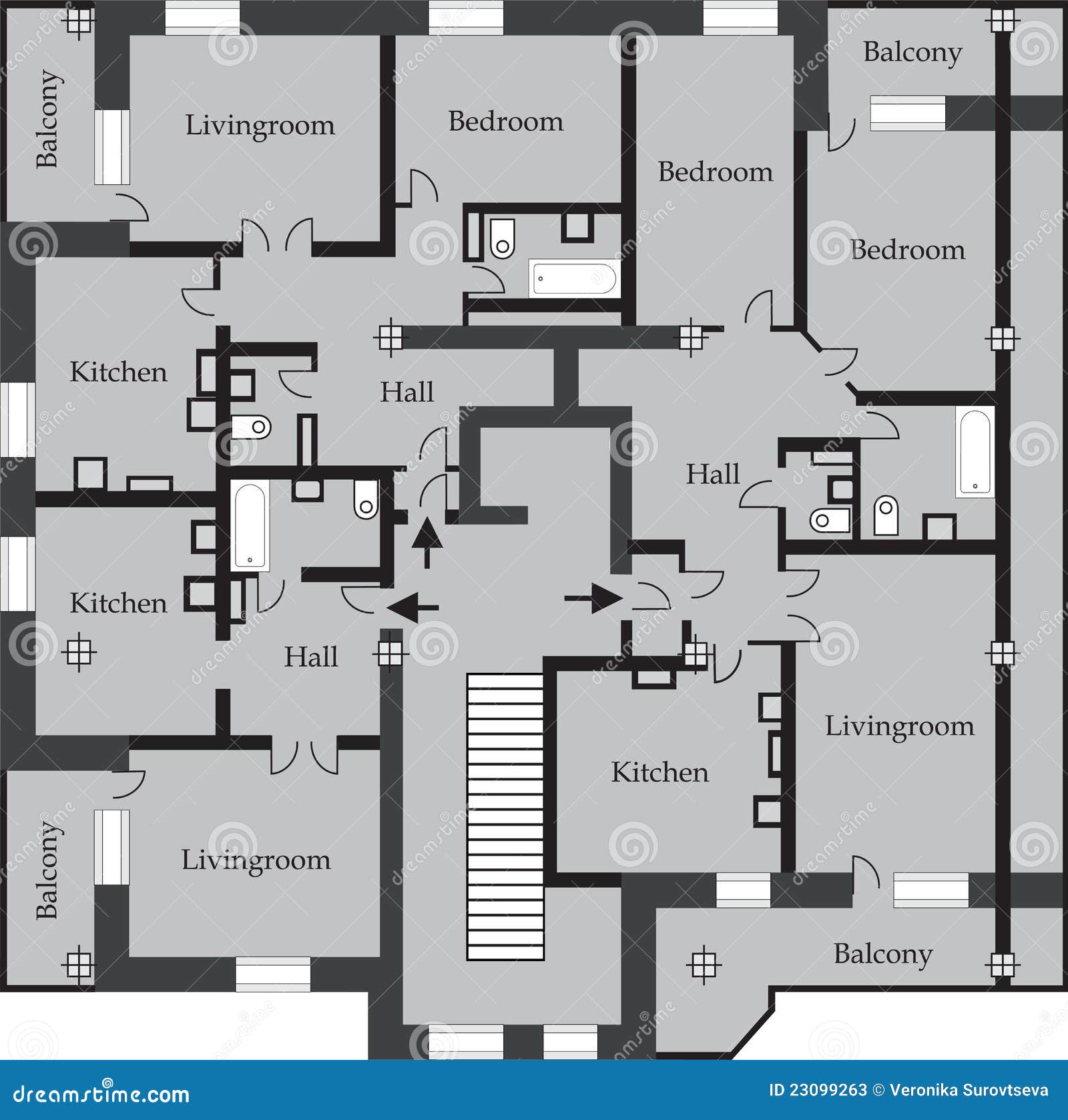 Ritning av ett modernt hus vektor illustrationer. Illustration av ...