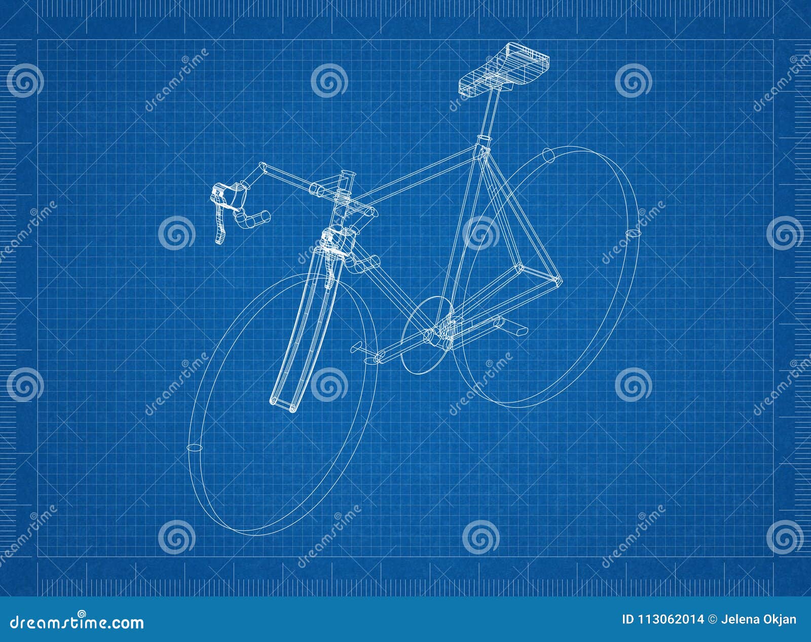 Ritning för cykel 3D stock illustrationer. Illustration av teckning ...