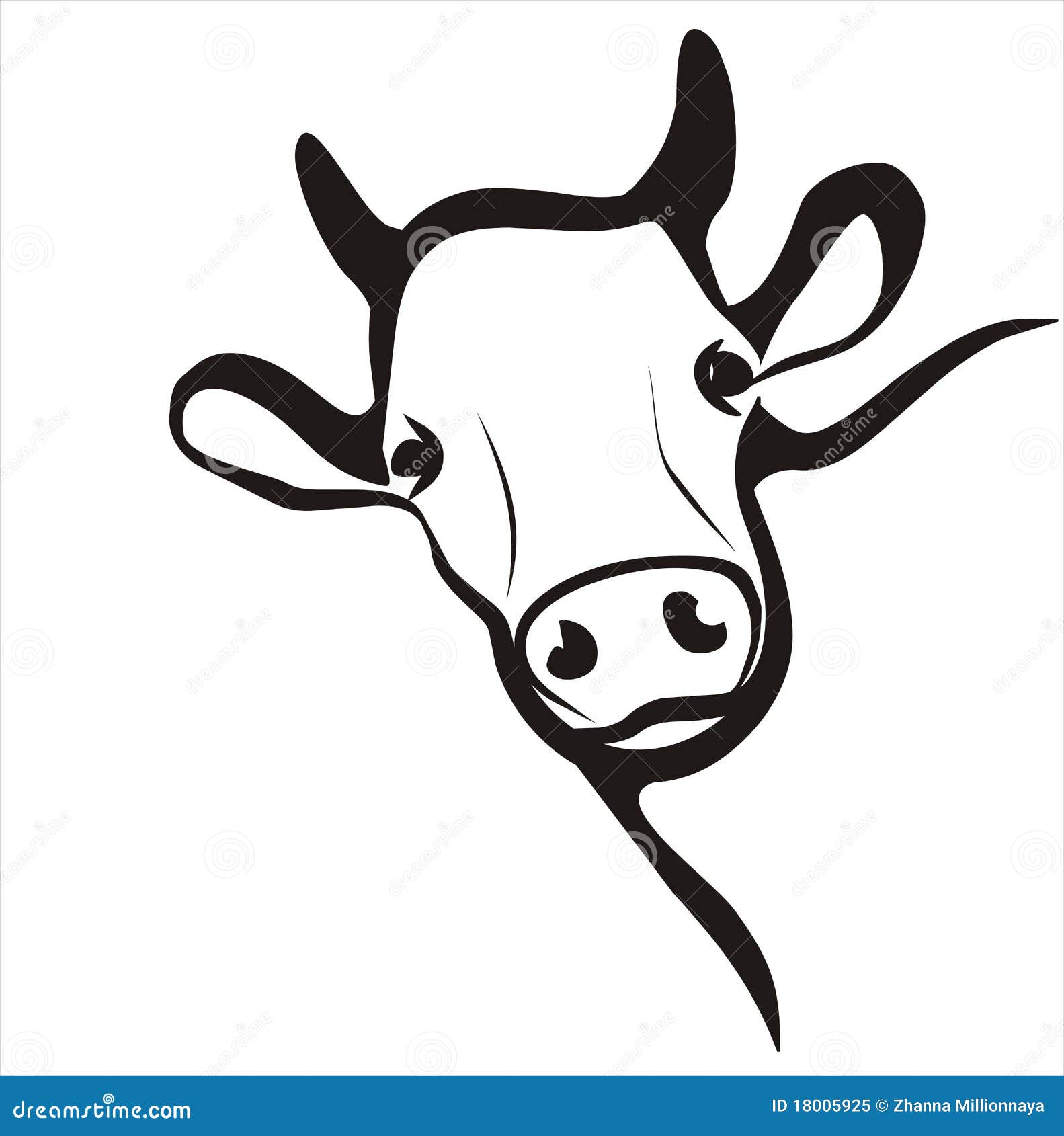 Ritratto Della Mucca Nelle Righe Semplici Illustrazione Vettoriale ...