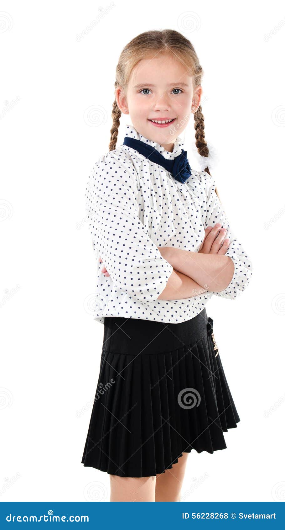 Ritratto Della Scolara Sorridente Isolato Fotografia Stock - Immagine ...