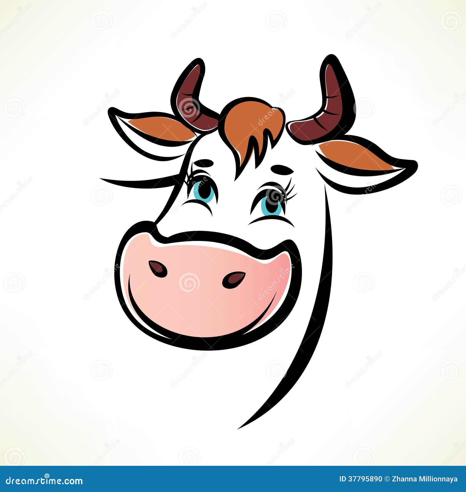Ritratto Felice Della Mucca Illustrazione Vettoriale - Illustrazione di ...