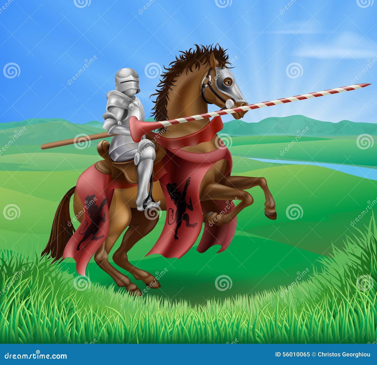 Ritter in Der Rüstung Mit Turnierender Lanze Vektor Abbildung ...