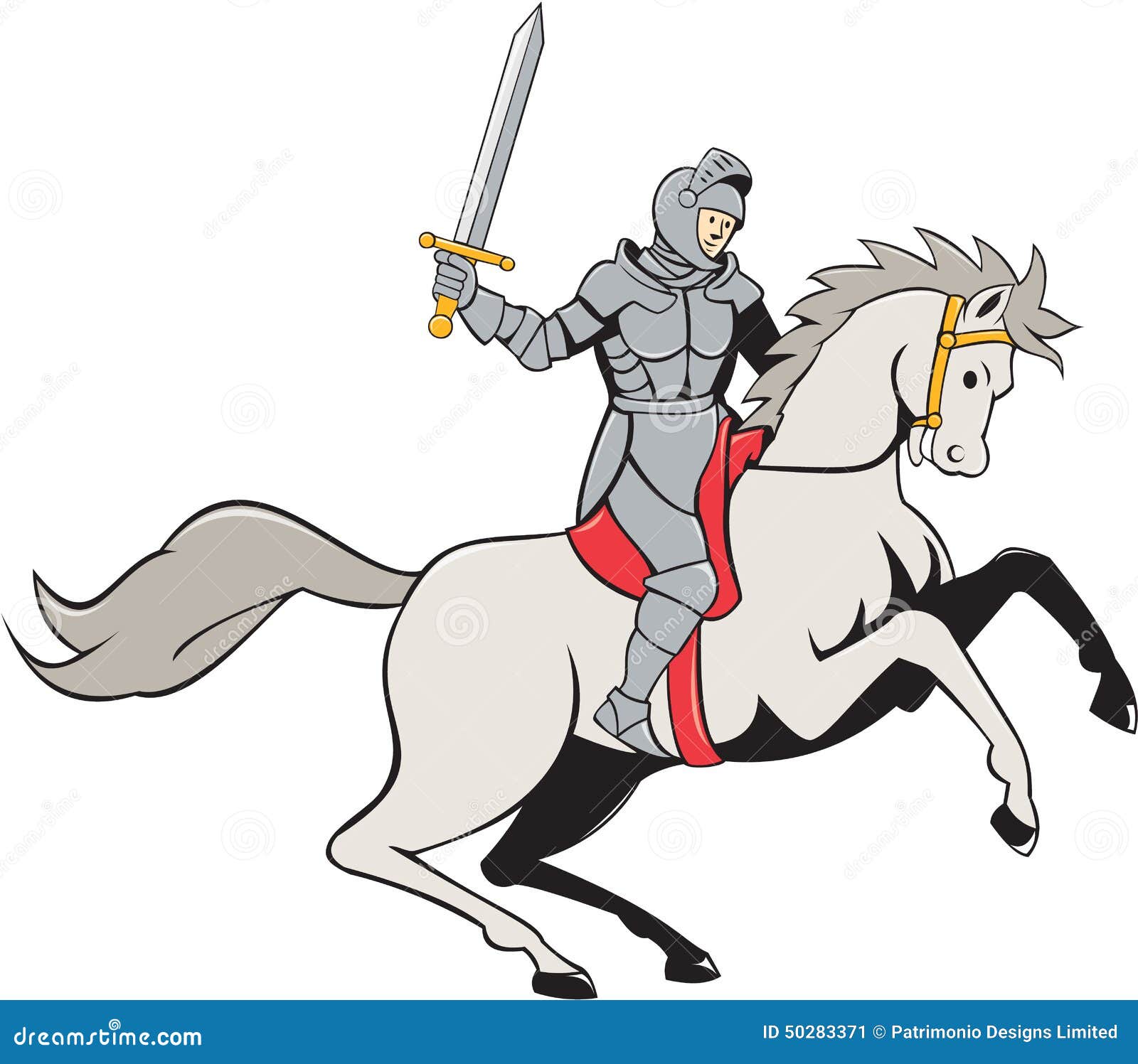 Ritter-Riding Horse Sword-Karikatur Vektor Abbildung - Illustration von ...