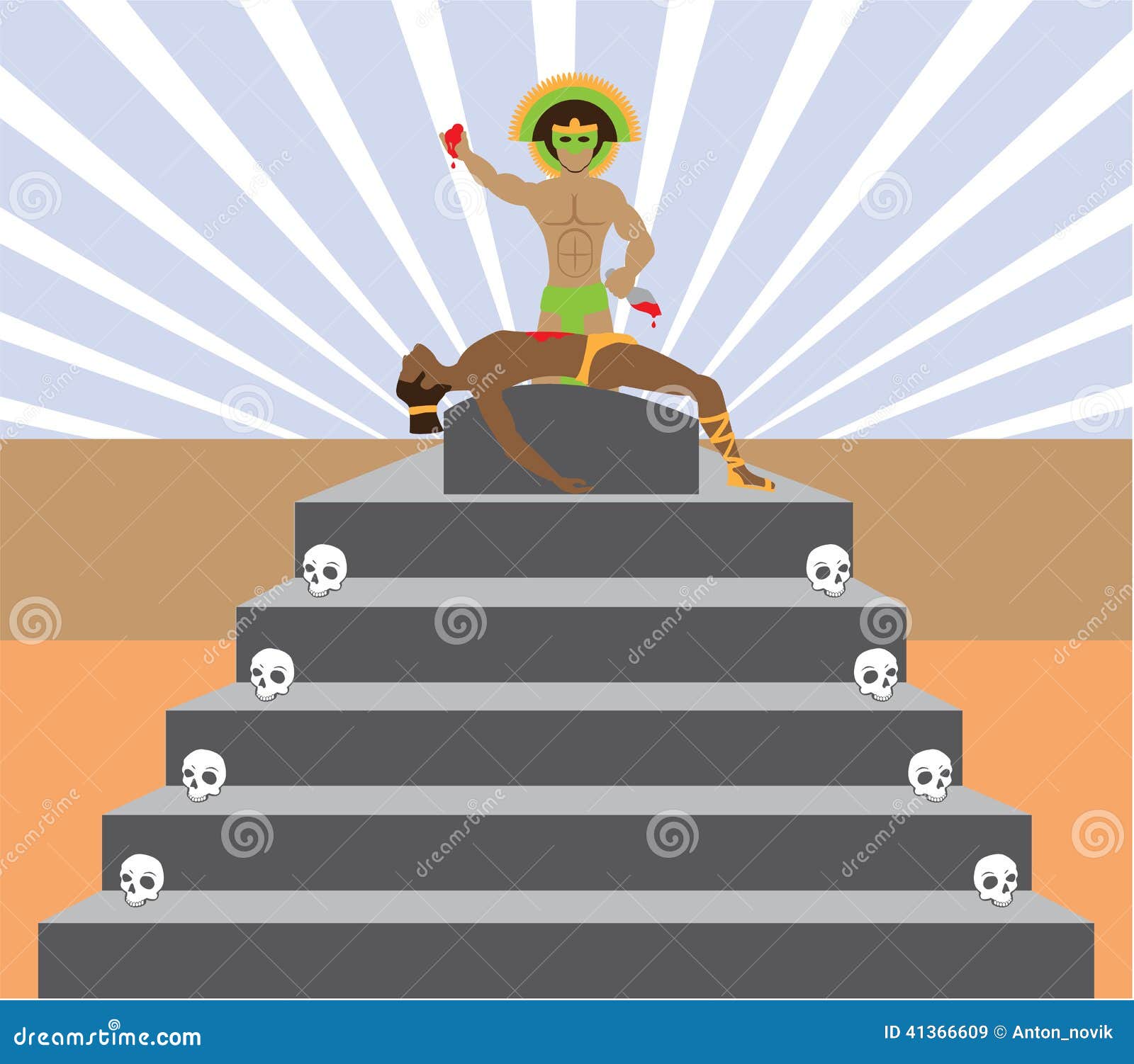 Ritual azteca ilustración del vector. Ilustración de cuchillo - 41366609