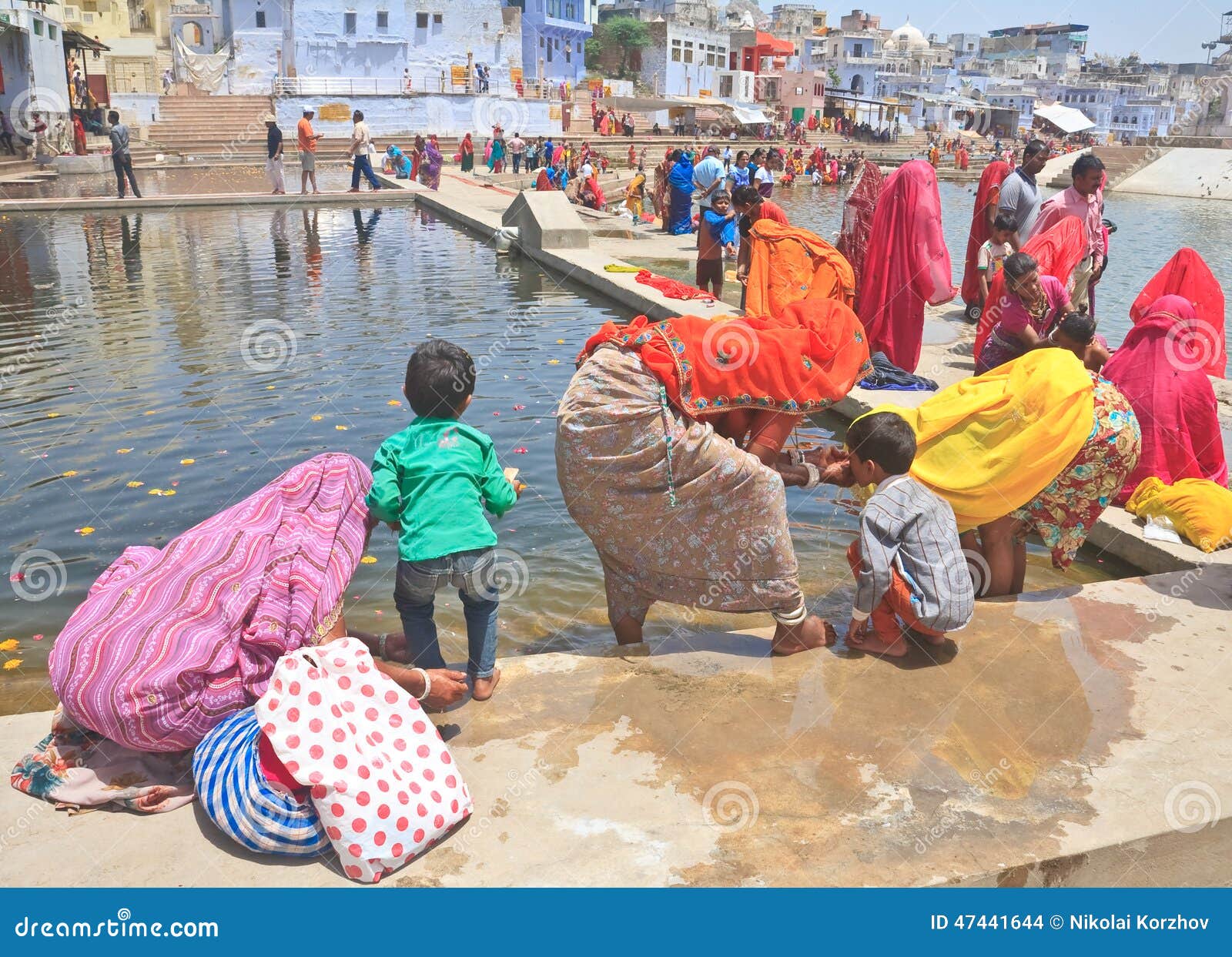 Ritual Bathing. Pushkar. India Editorial Stock Image - Image of village ...
