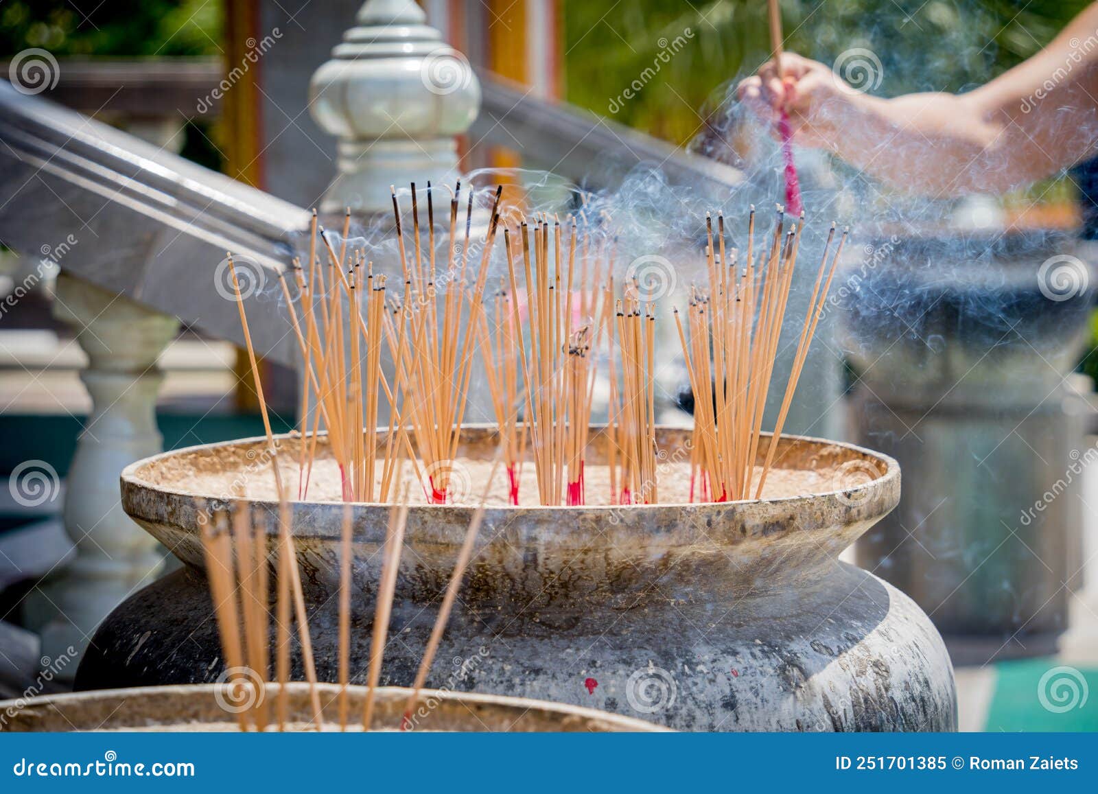 Ritual of Burning Incense Sticks at the Big Thai Temple Stock Image ...