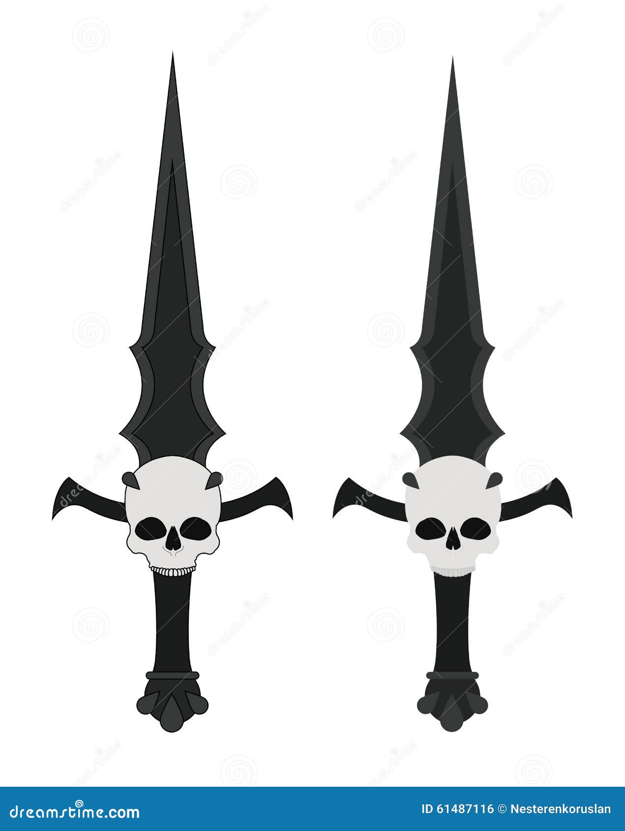 Ritual Dagger With Angel Wings Isolated On White Background Hand Drawn ...