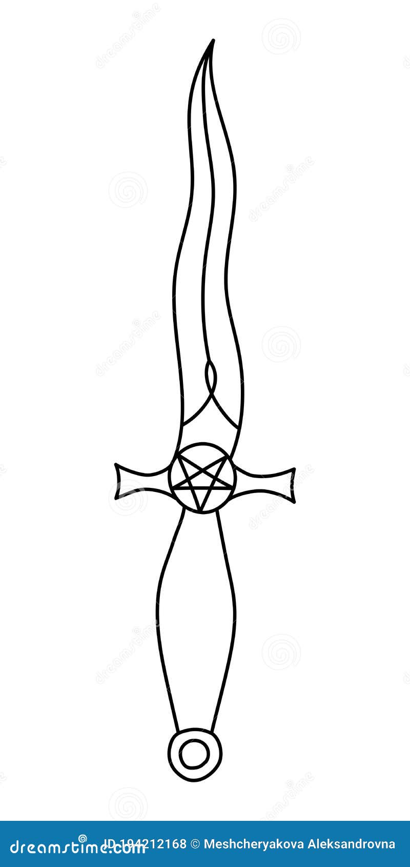 DRAWN RITUAL KNIFE ISOLATED on a WHITE BACKGROUND Stock Vector ...