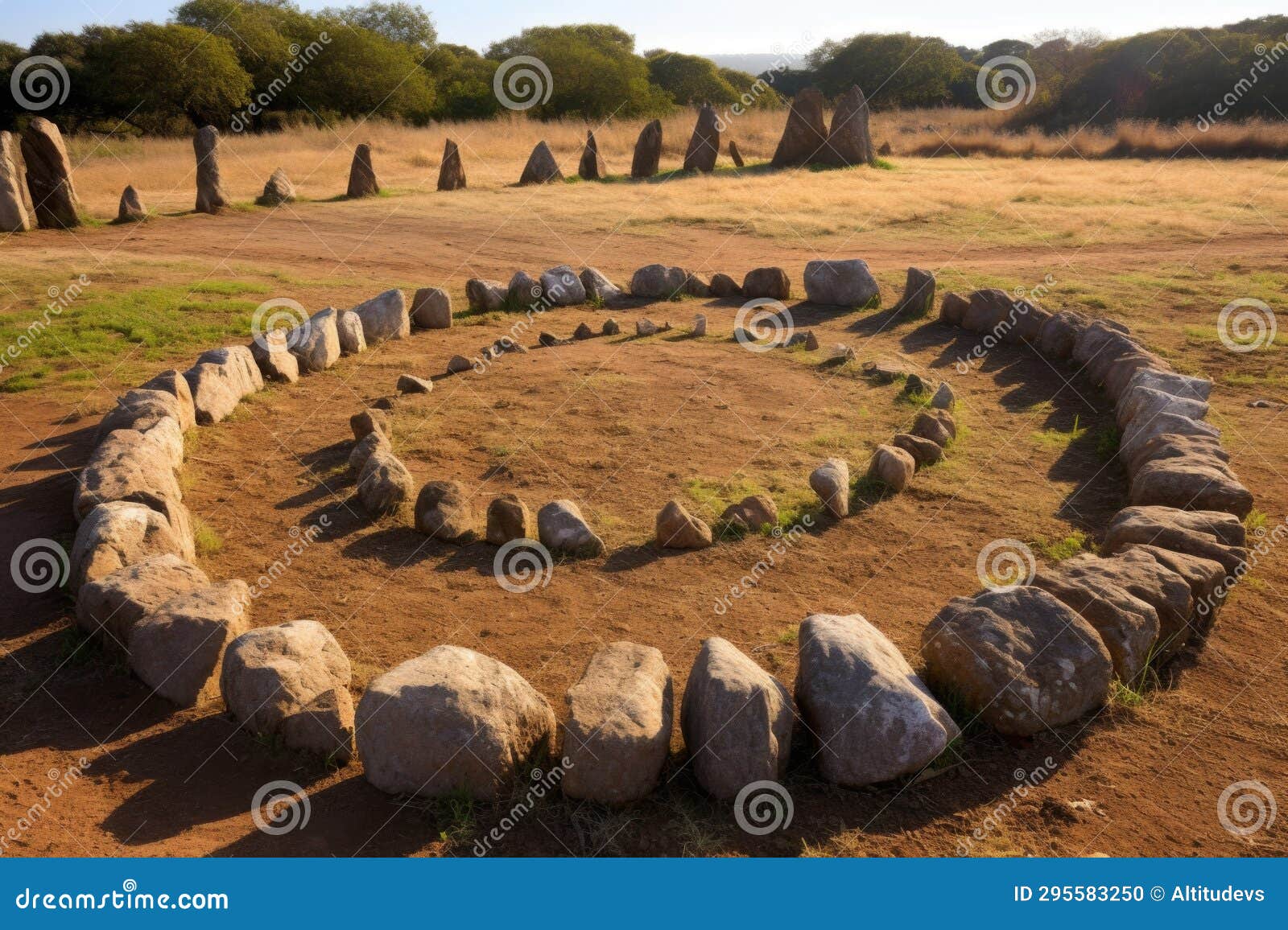 Ritual Stones Organized in a Circular Boundary Stock Illustration ...
