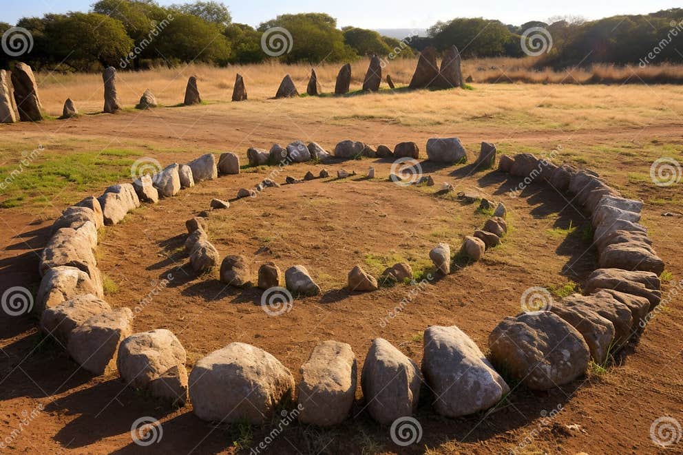 Ritual Stones Organized in a Circular Boundary Stock Illustration ...