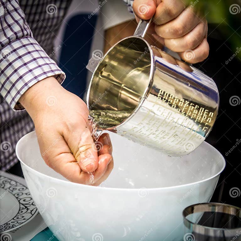 Ritual Washing of Hands, Passover Seder Stock Photo - Image of pesach ...