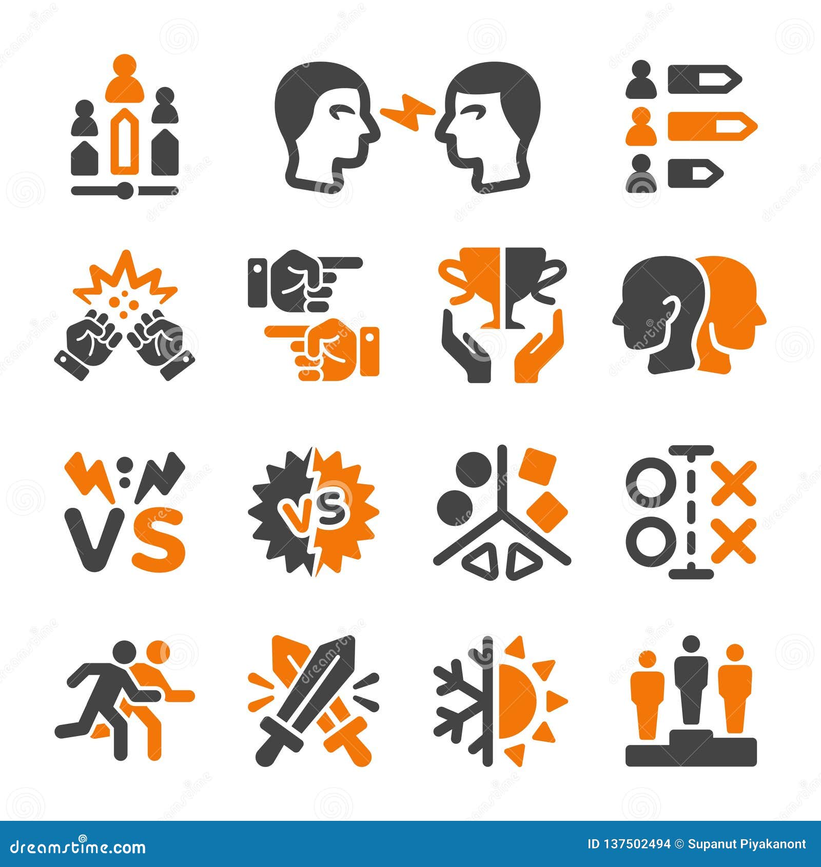 Rival icon set stock vector. Illustration of fist, icon - 137502494