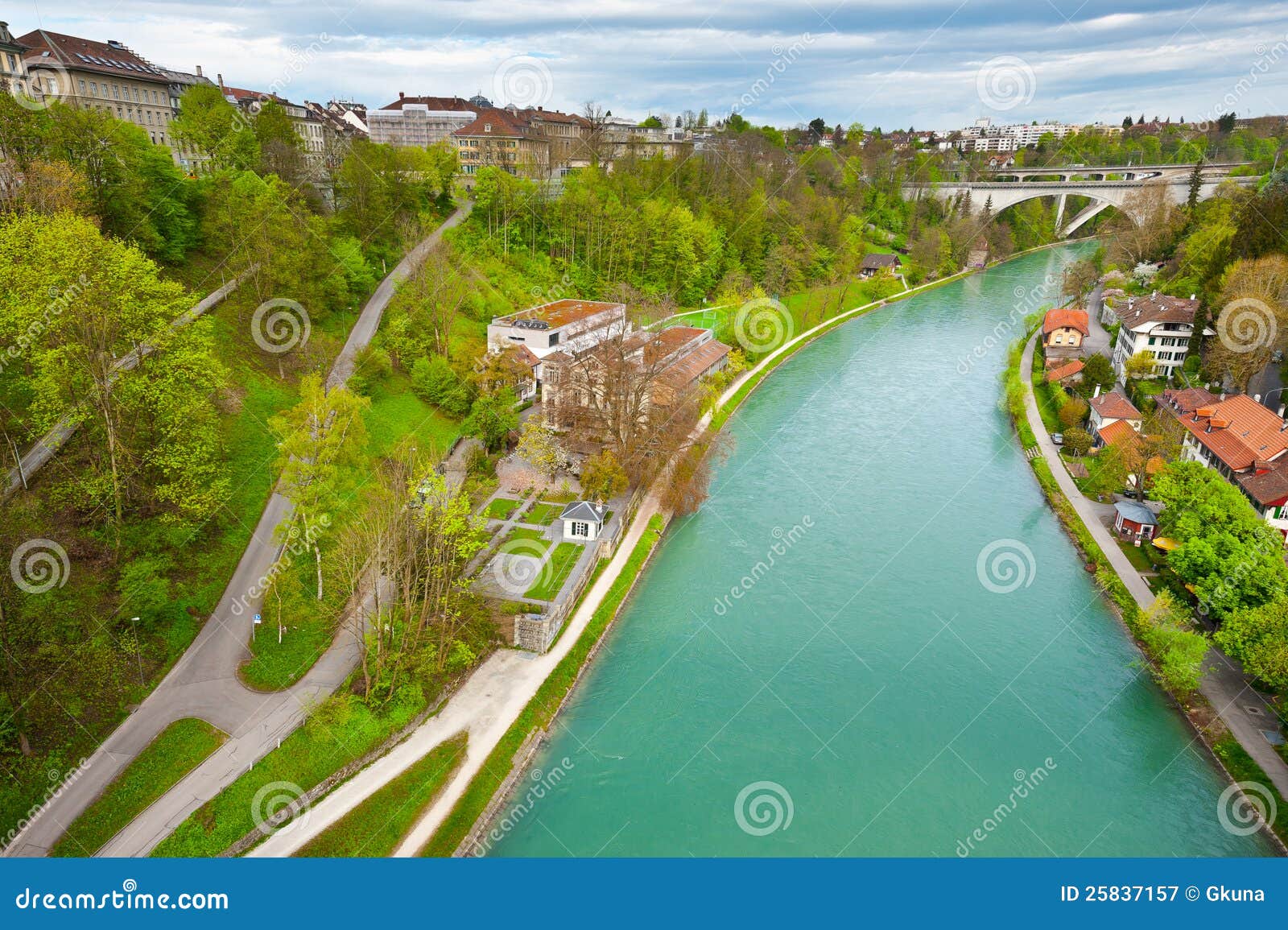 River Aare stock image. Image of medieval, hill, apartment - 25837157