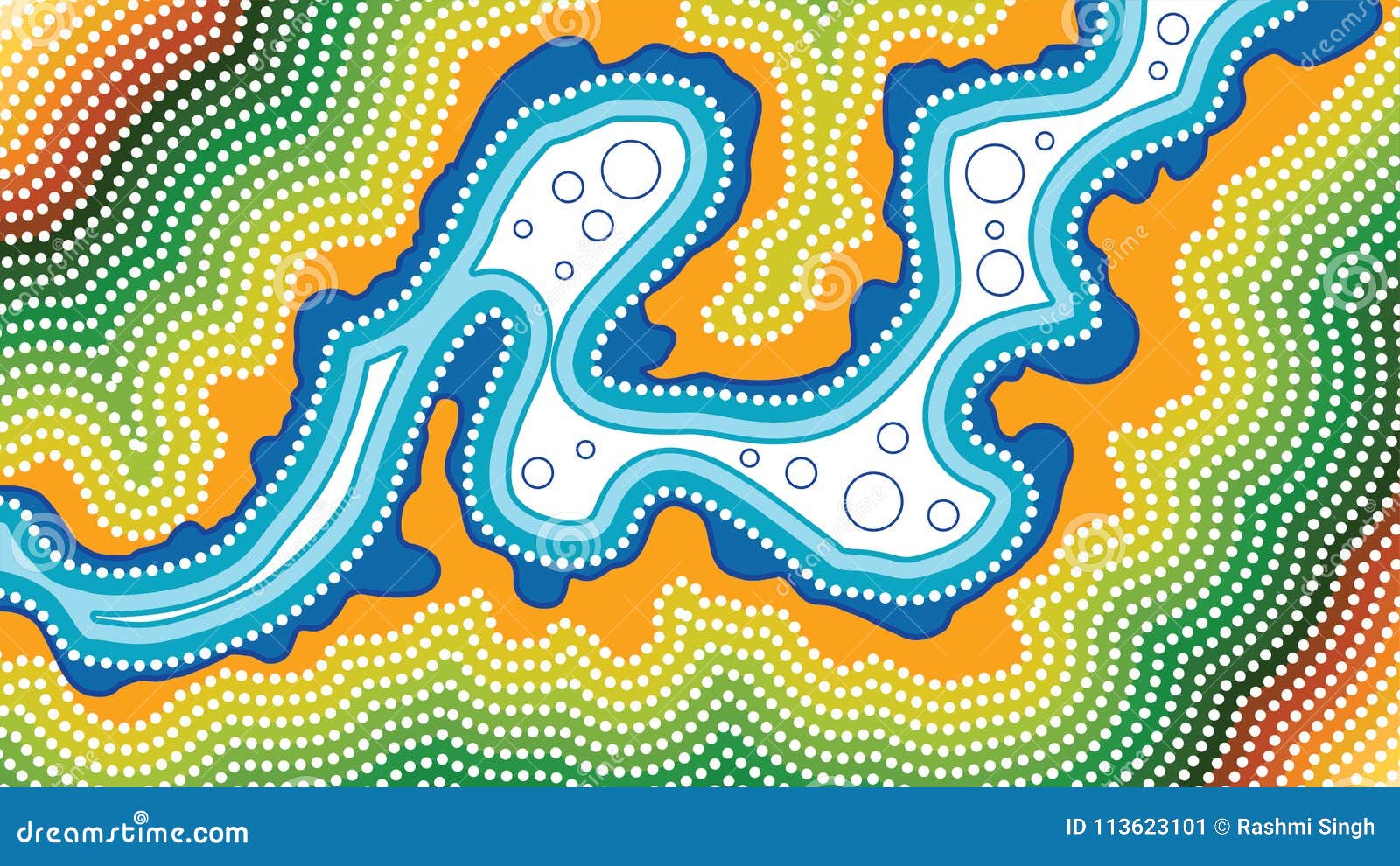River, Aboriginal Art Vector Background With River, Landscape ...