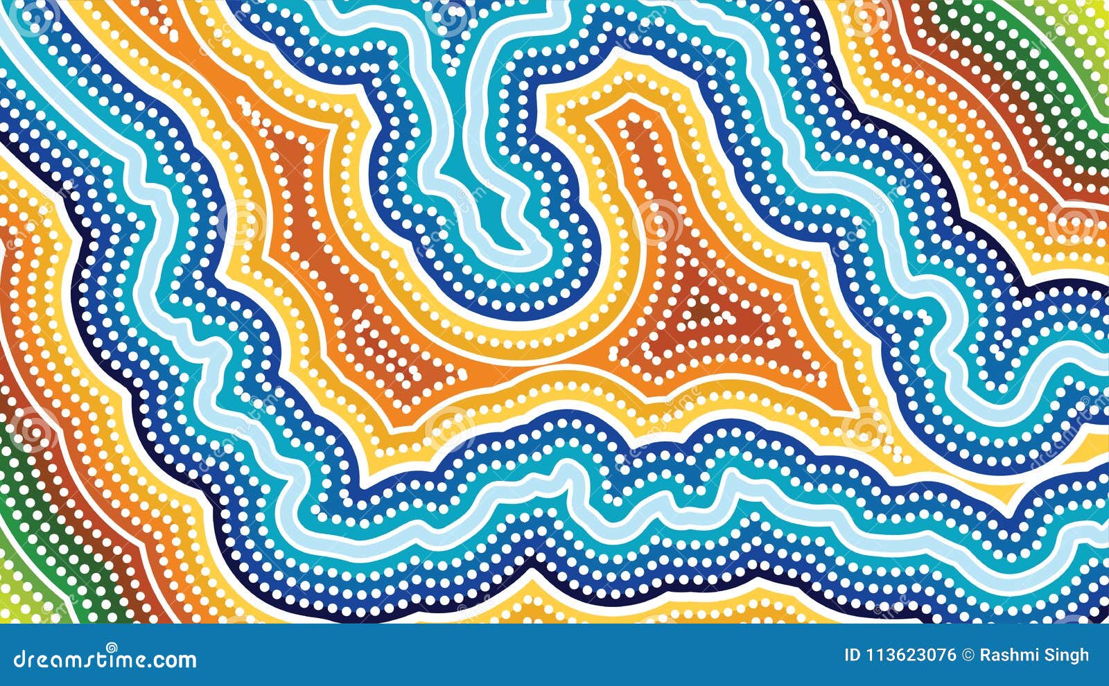 River, Aboriginal Art Vector Painting With River, Landscape ...