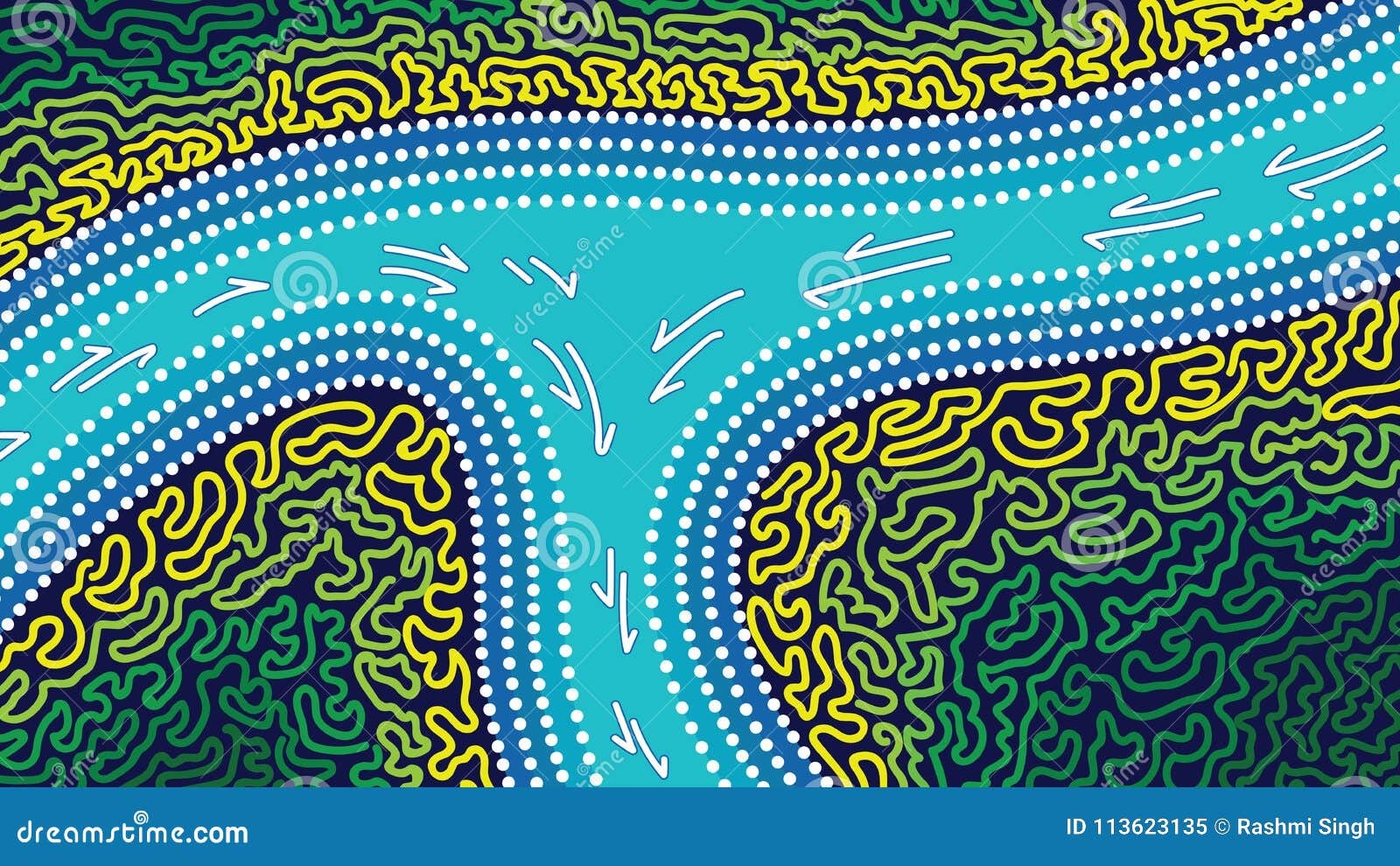 River, Aboriginal Art Vector Painting With River | CartoonDealer.com ...