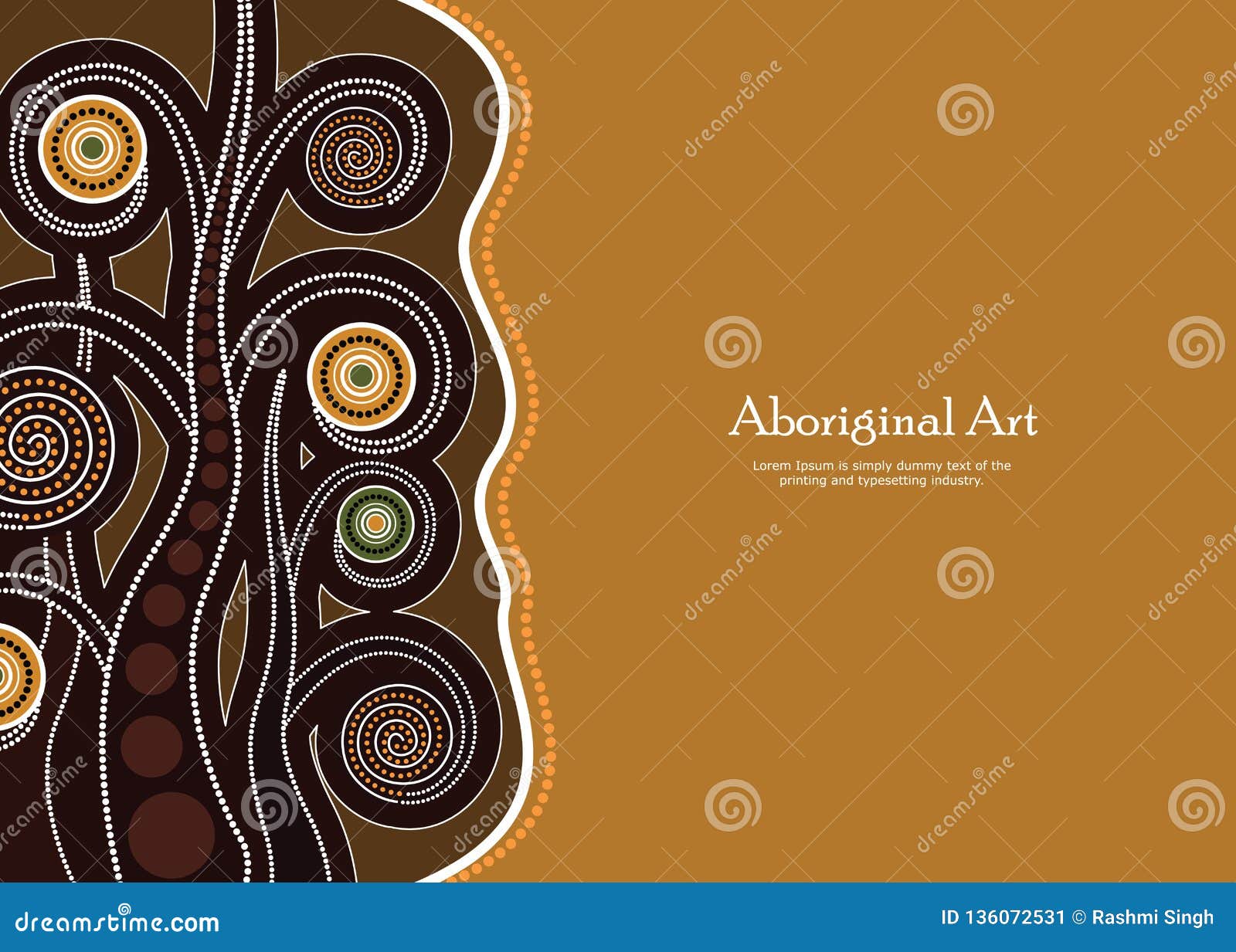 River, Aboriginal Art Vector Painting with River, Landscape Stock ...