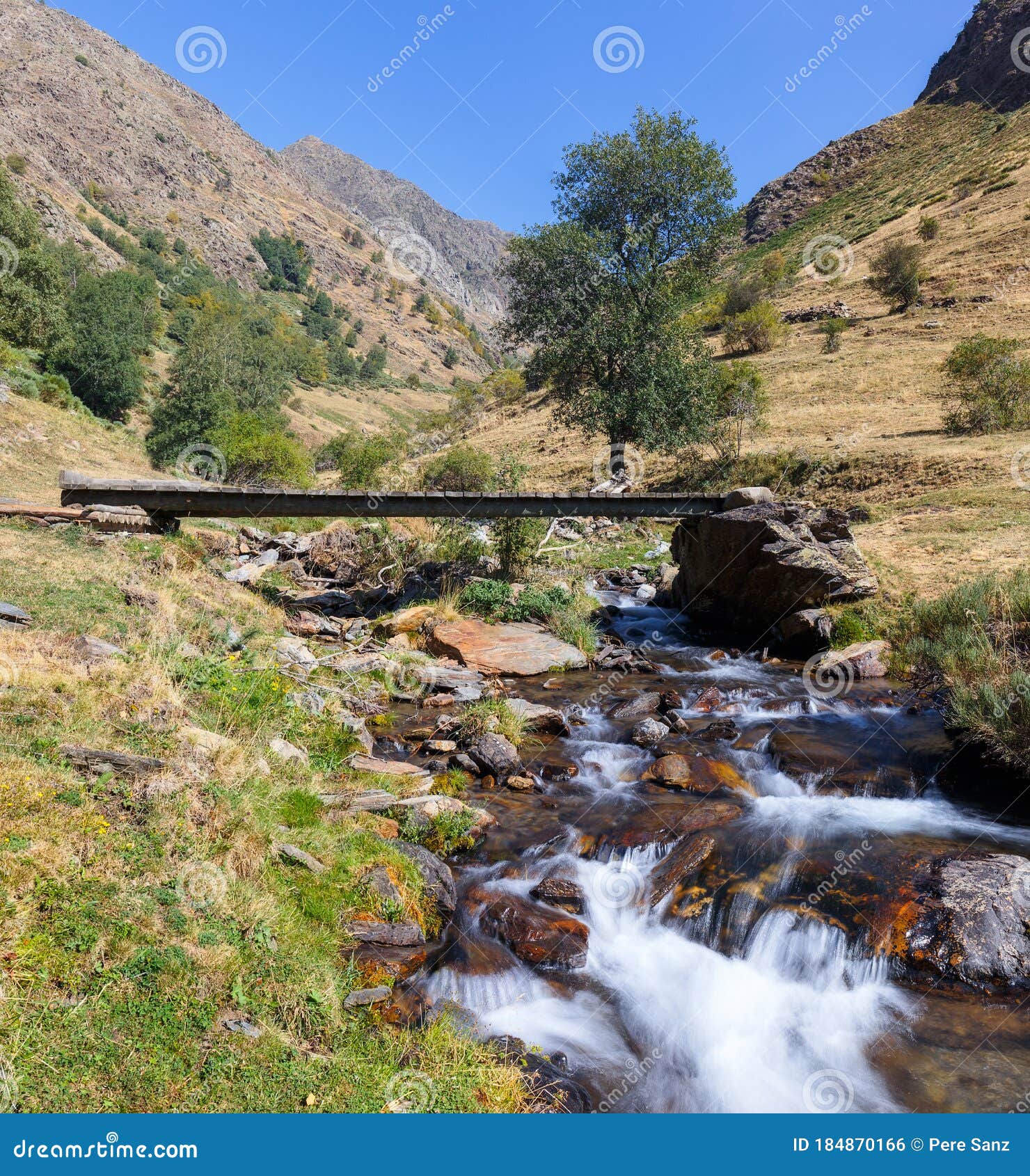 River Across a Valley in the Pyrenees Stock Photo - Image of green ...