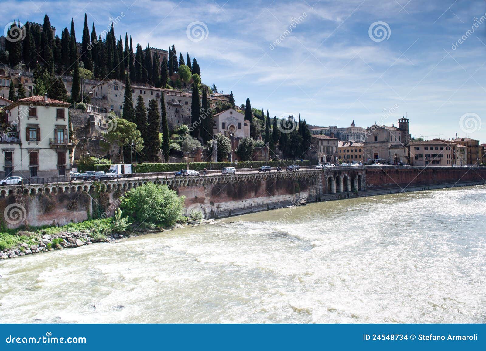 River adige crosses verona editorial stock image. Image of tourism ...