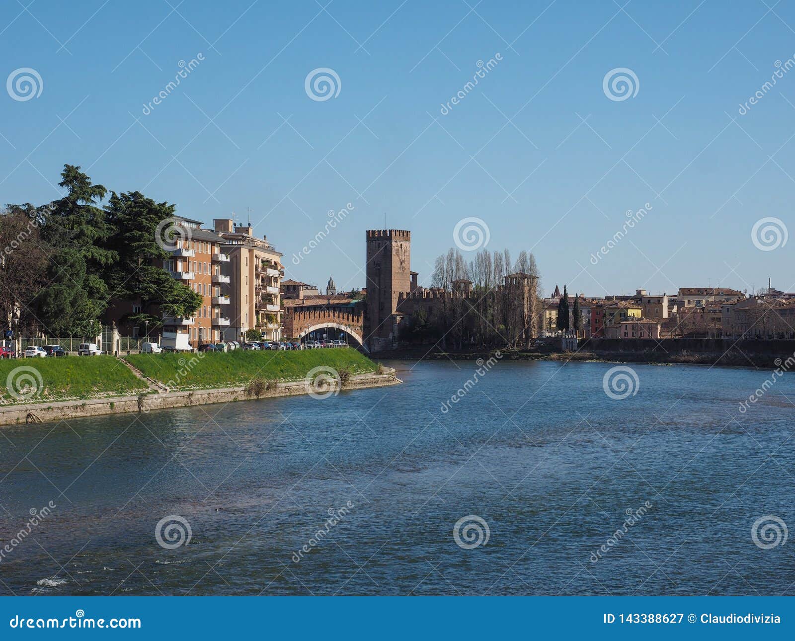 River Adige in Verona stock image. Image of europe, panorama - 143388627
