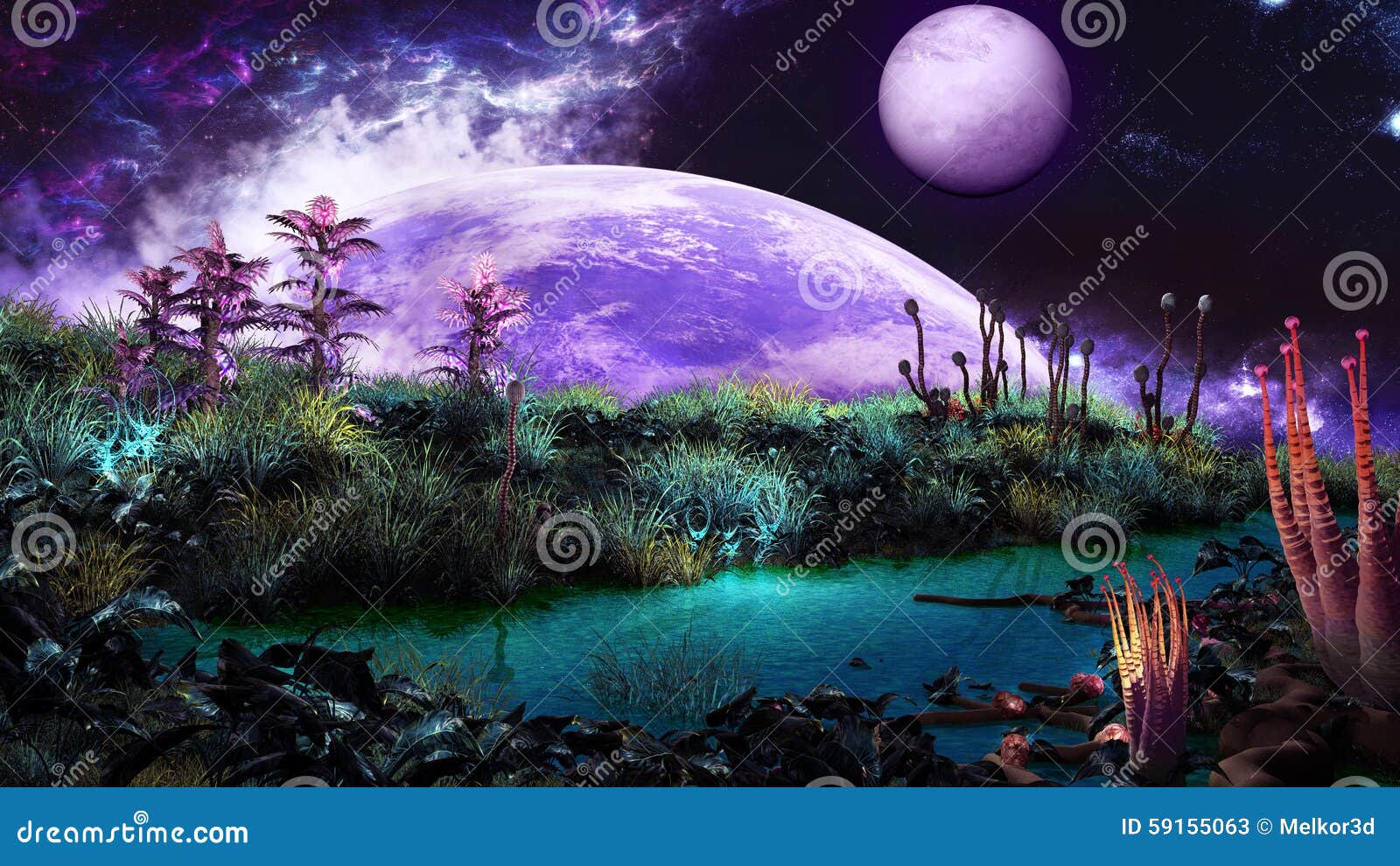 Alien Planet Beautiful Illustration Drawing | CartoonDealer.com #204442252