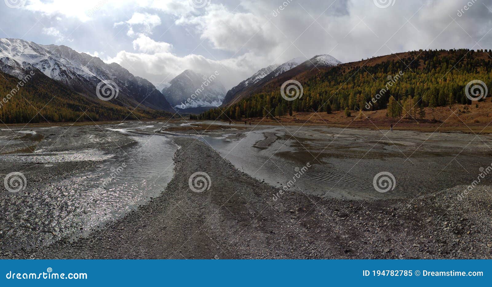 River on the Background of Snowy Mountains Stock Image - Image of ...